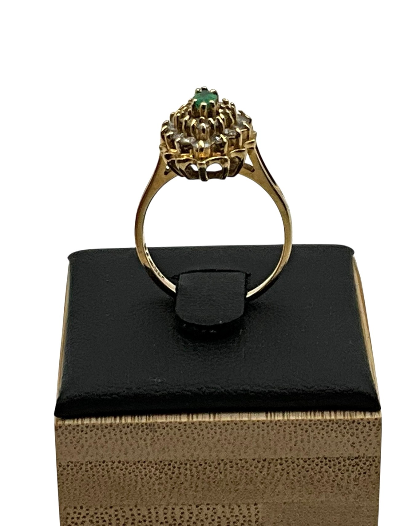 Lot 66DD- 14K Gold Cocktail Ring With Center Emerald Surrounded By ...