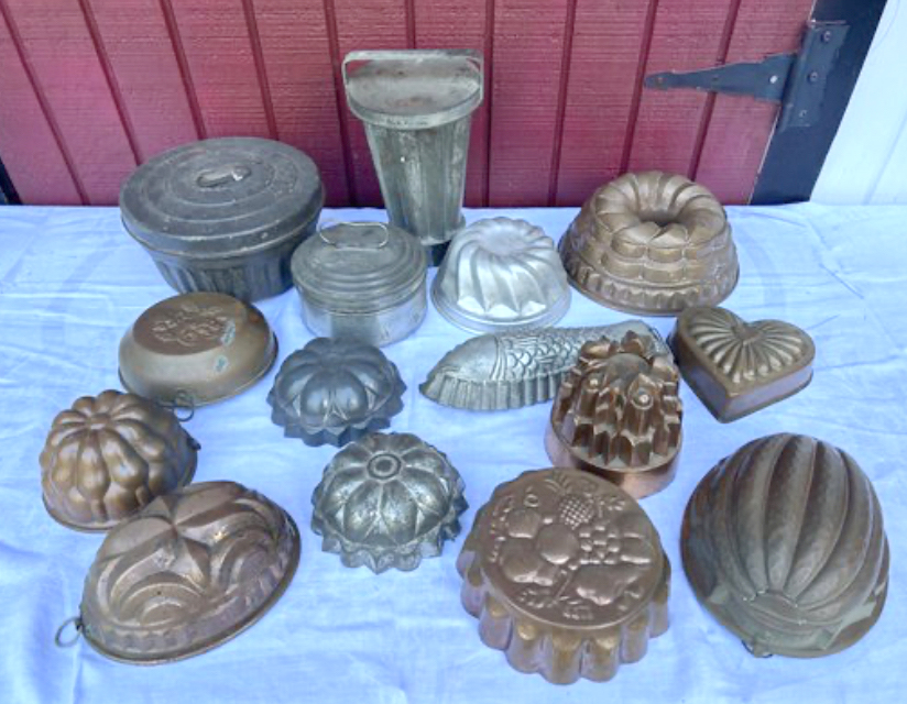 Lot 418- Beautiful 15 Molds - Copper Tin - All Shapes & Sizes - Cake ...