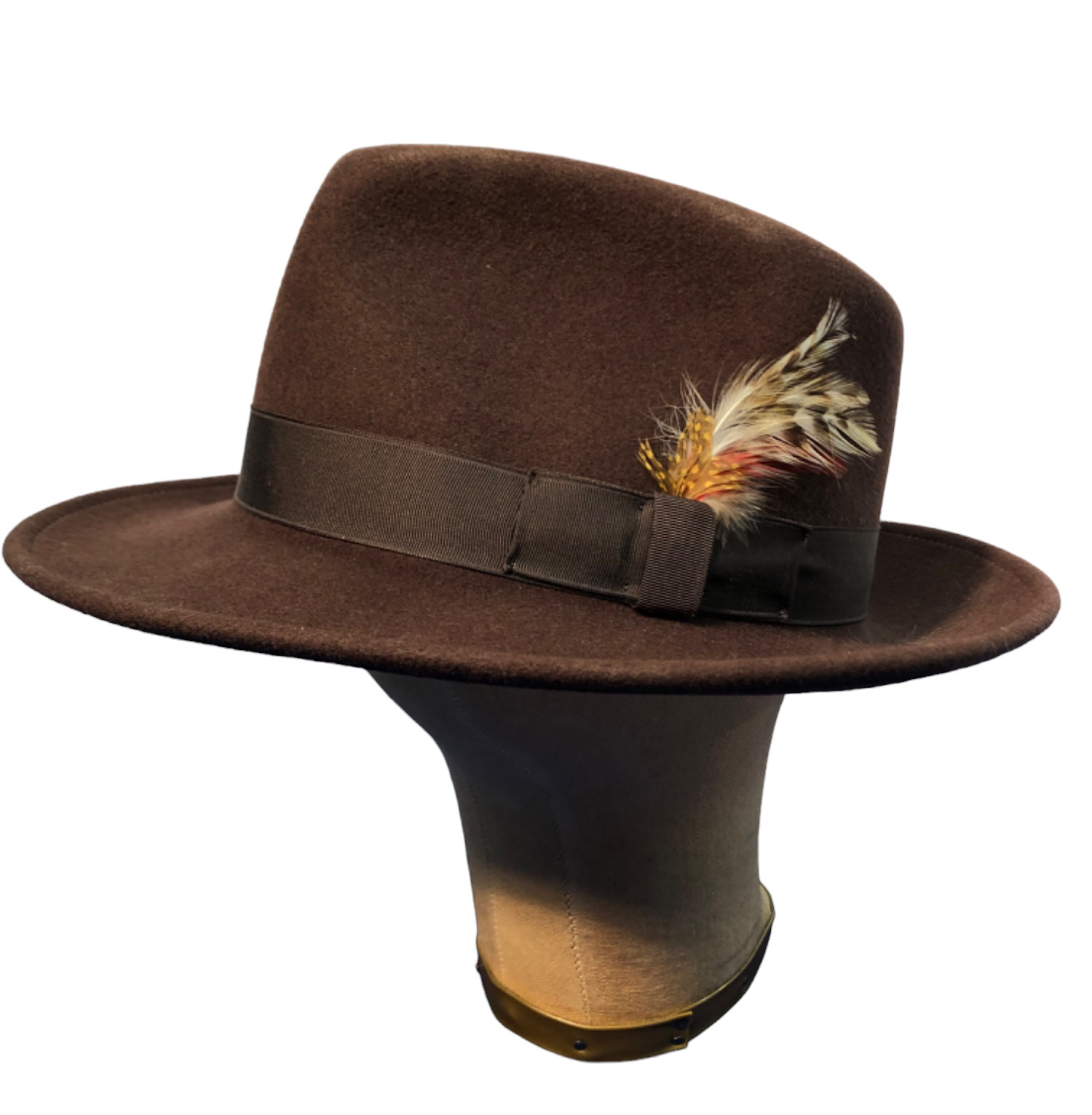 Lot 616 - Brown Broner 100% Wool Blacklite Felt Hat With Feather Size ...