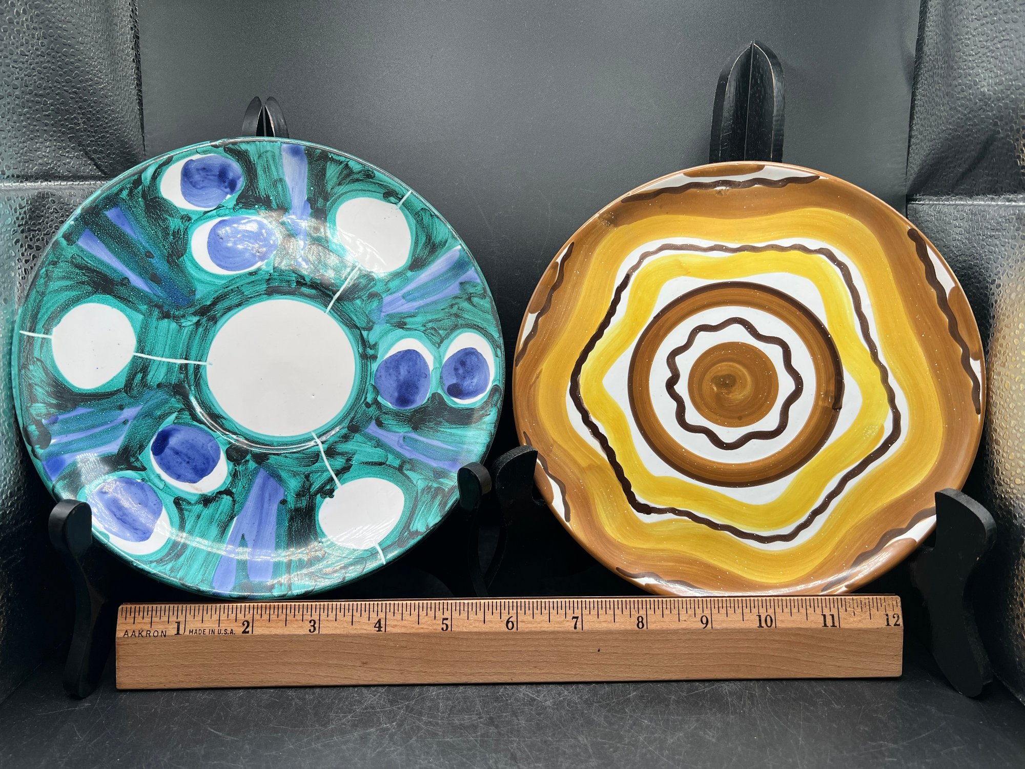 Italian Studio Pottery Plates With Hand-painted Abstract Patterns ...