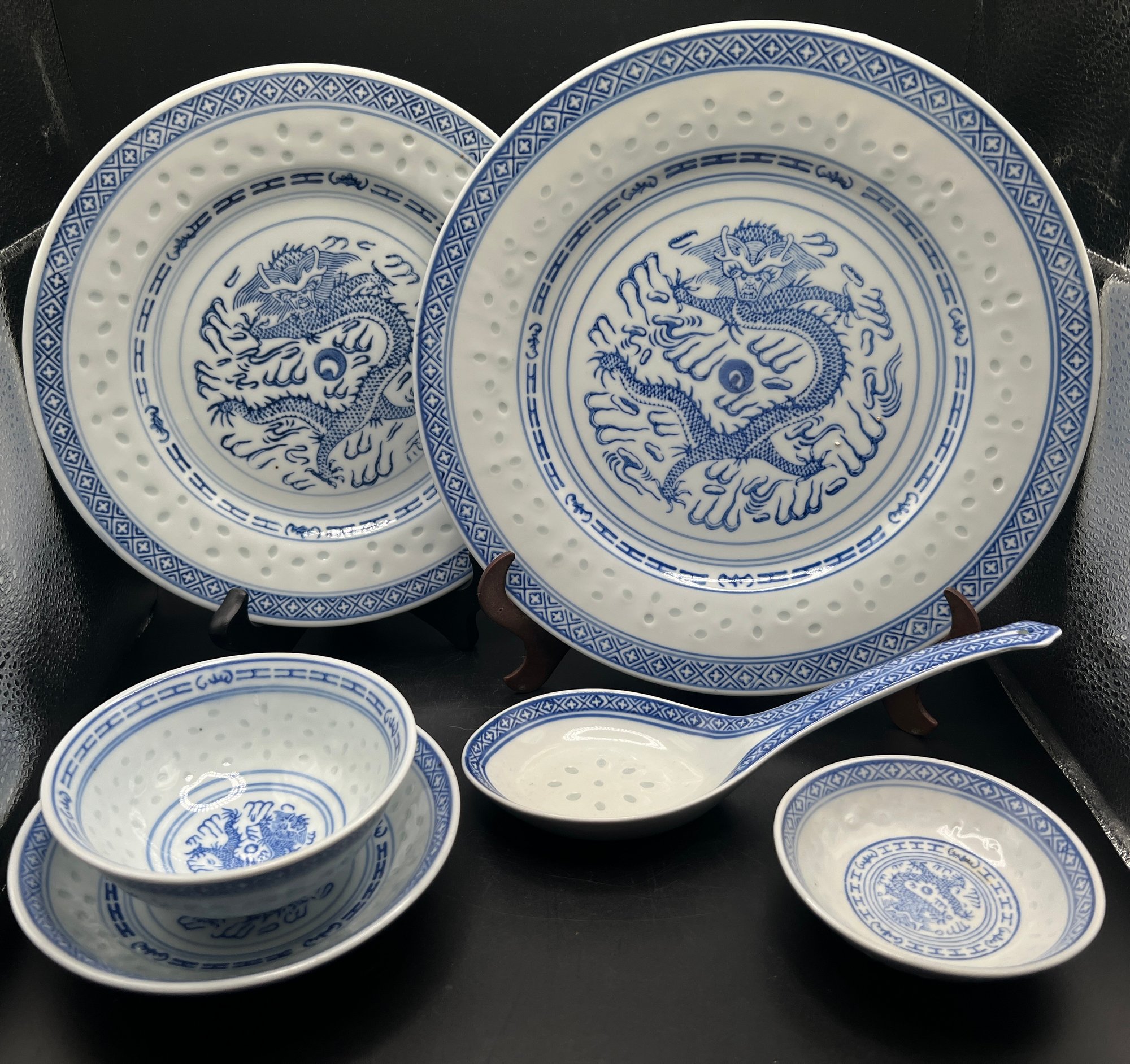 Tienshan Jingdezhen China Blue Dragon Porcelain Dining Set 52 Piece Set ...