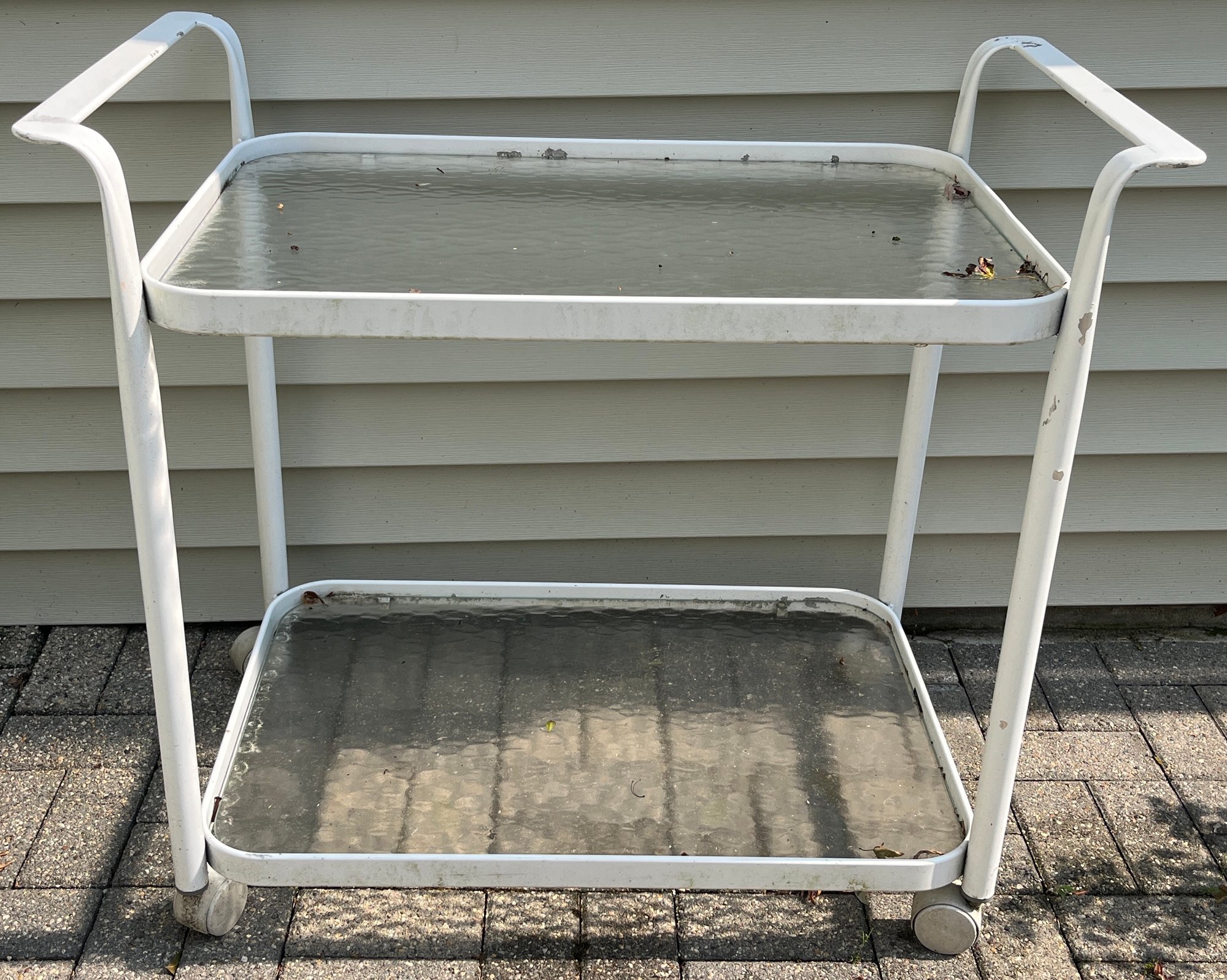 Cast Aluminum 2-tier Glass-top Cart On Wheels #110303 | Auctionninja.com