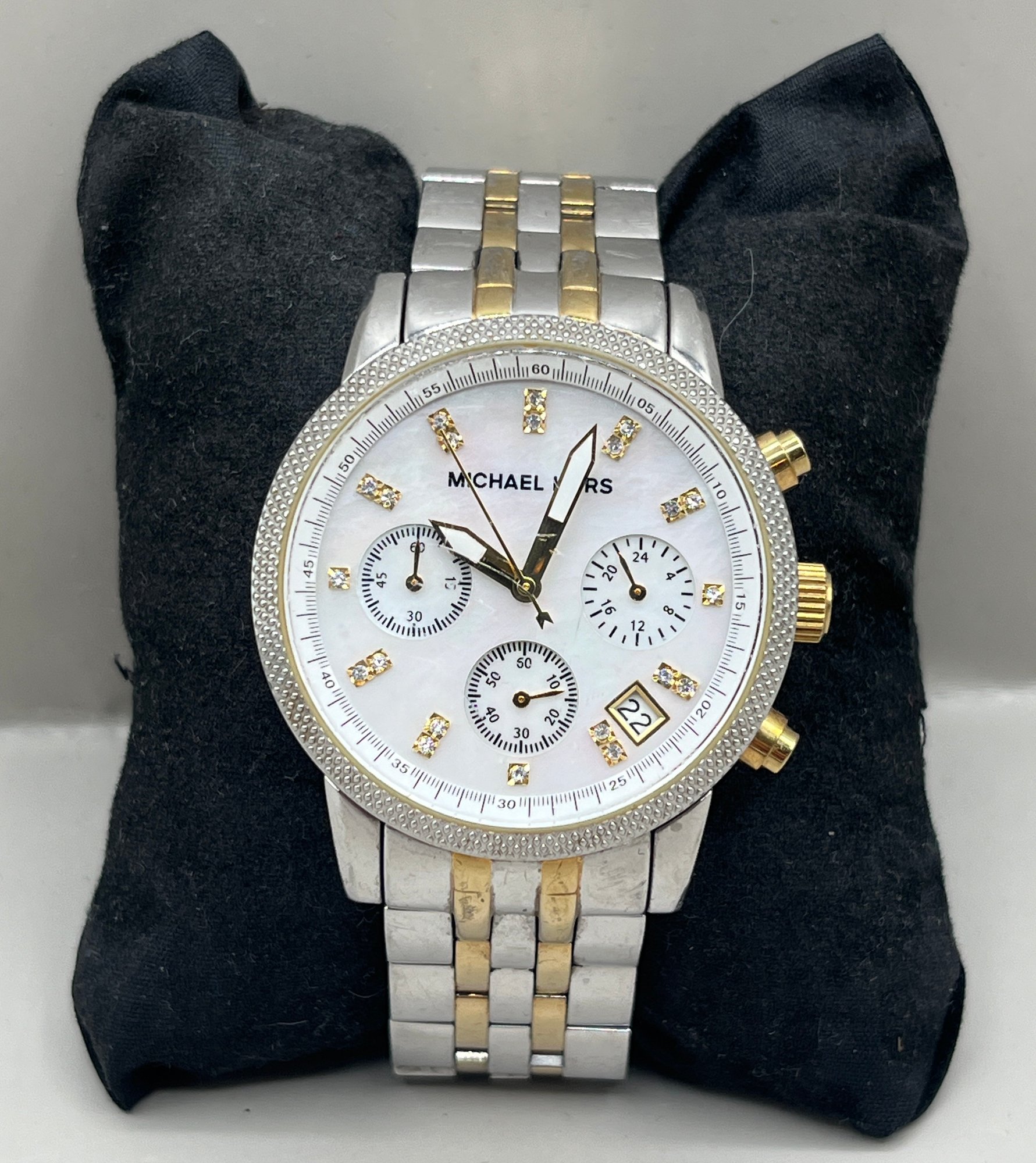 Michael Kors MK5057 Ritz Silver Dial Two Tone Stainless Steel Band ...