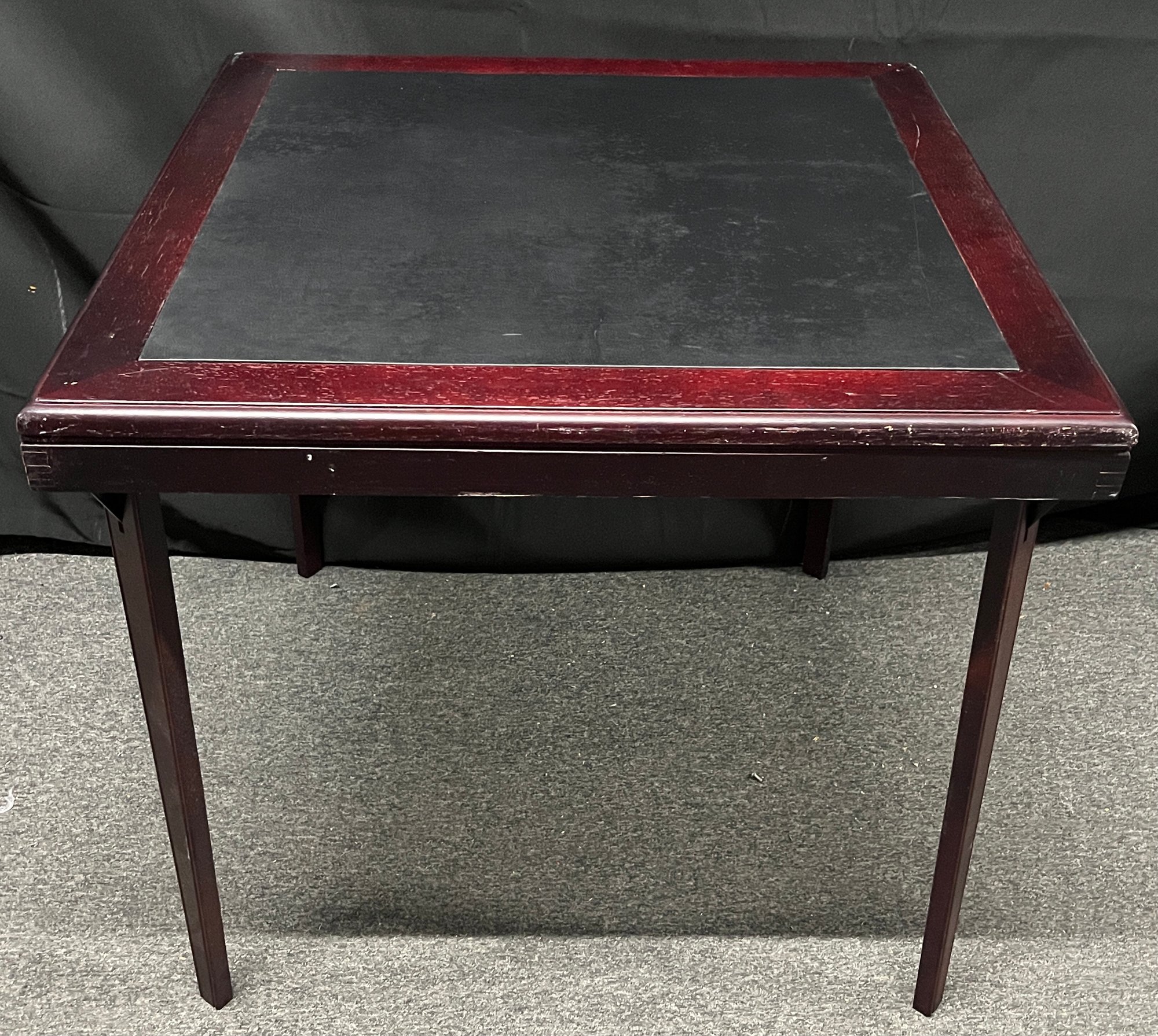 Wooden Faux Leather-top Folding Card Table #111398 | Auctionninja.com