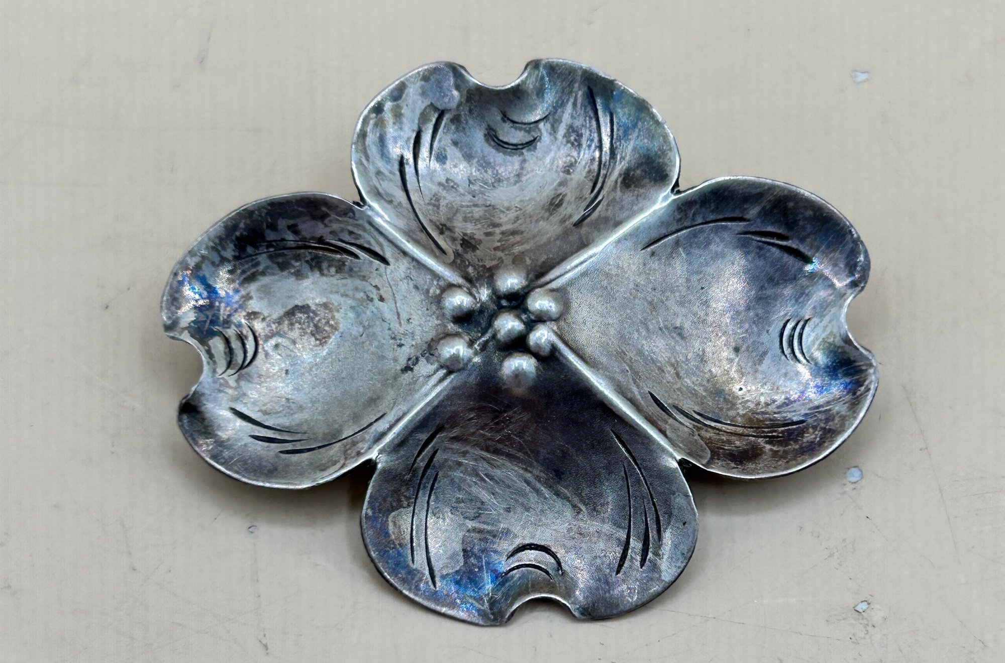 STUART NYE Sterling Silver 925 Vintage Single Flower Petals 1.5 Brooch ...