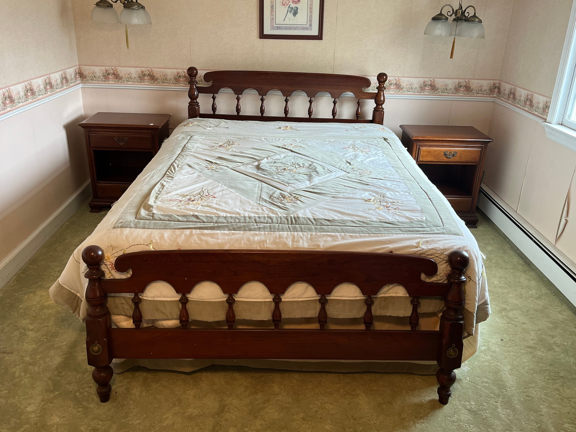 Link And Taylor Sold Cherry Full Size Bed Frame With Headboard And ...