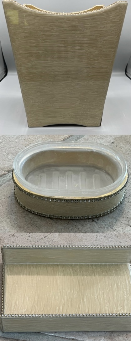 Mike And Alley Rhinestone Rim Bathroom Accessory Set - 3 Pieces Total ...