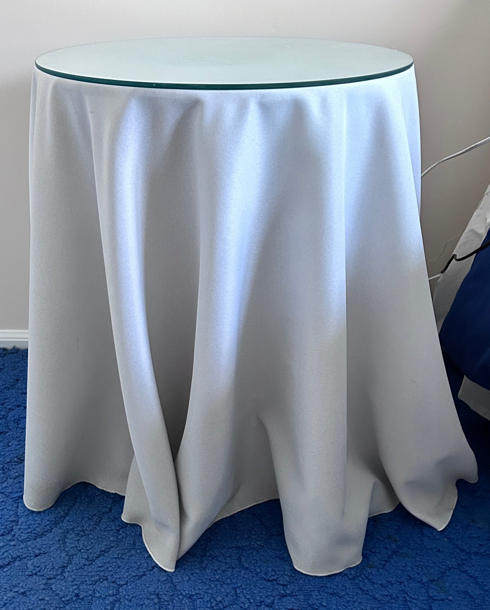 Glass Top Wood Covered Table #128587 | Auctionninja.com