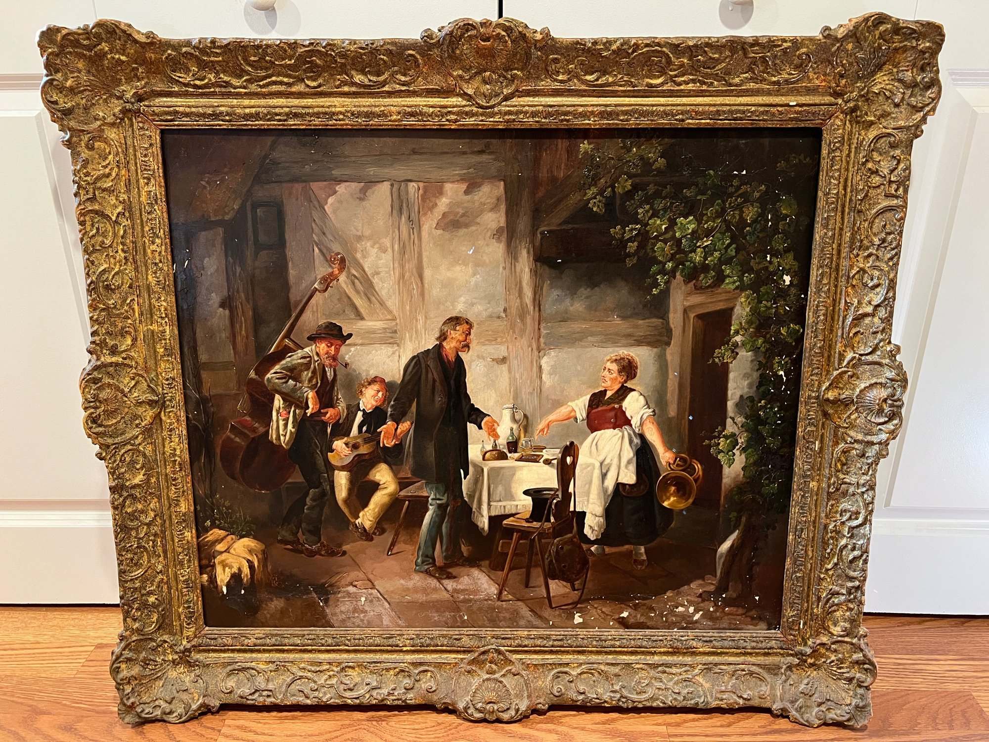 Rudolf Eduard Hauser Inspired Folk-art Painting On Canvas In Gold ...