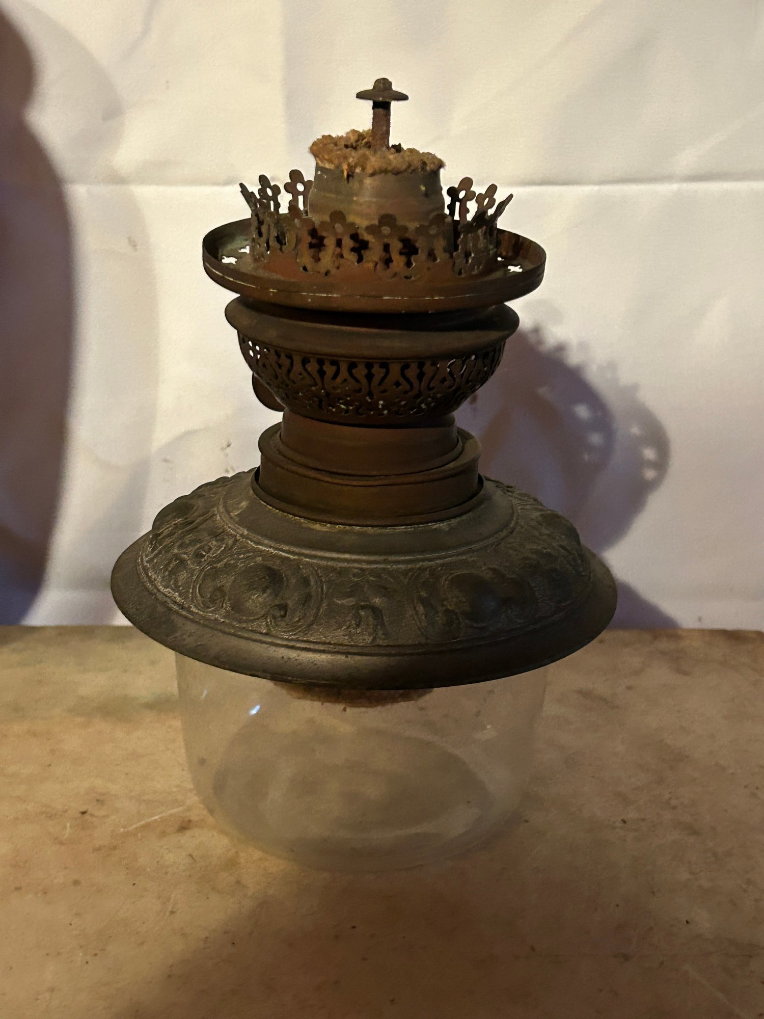 Antique Paraffin Lamp With An Opaline Glass Vase And Brass Base #152585 ...