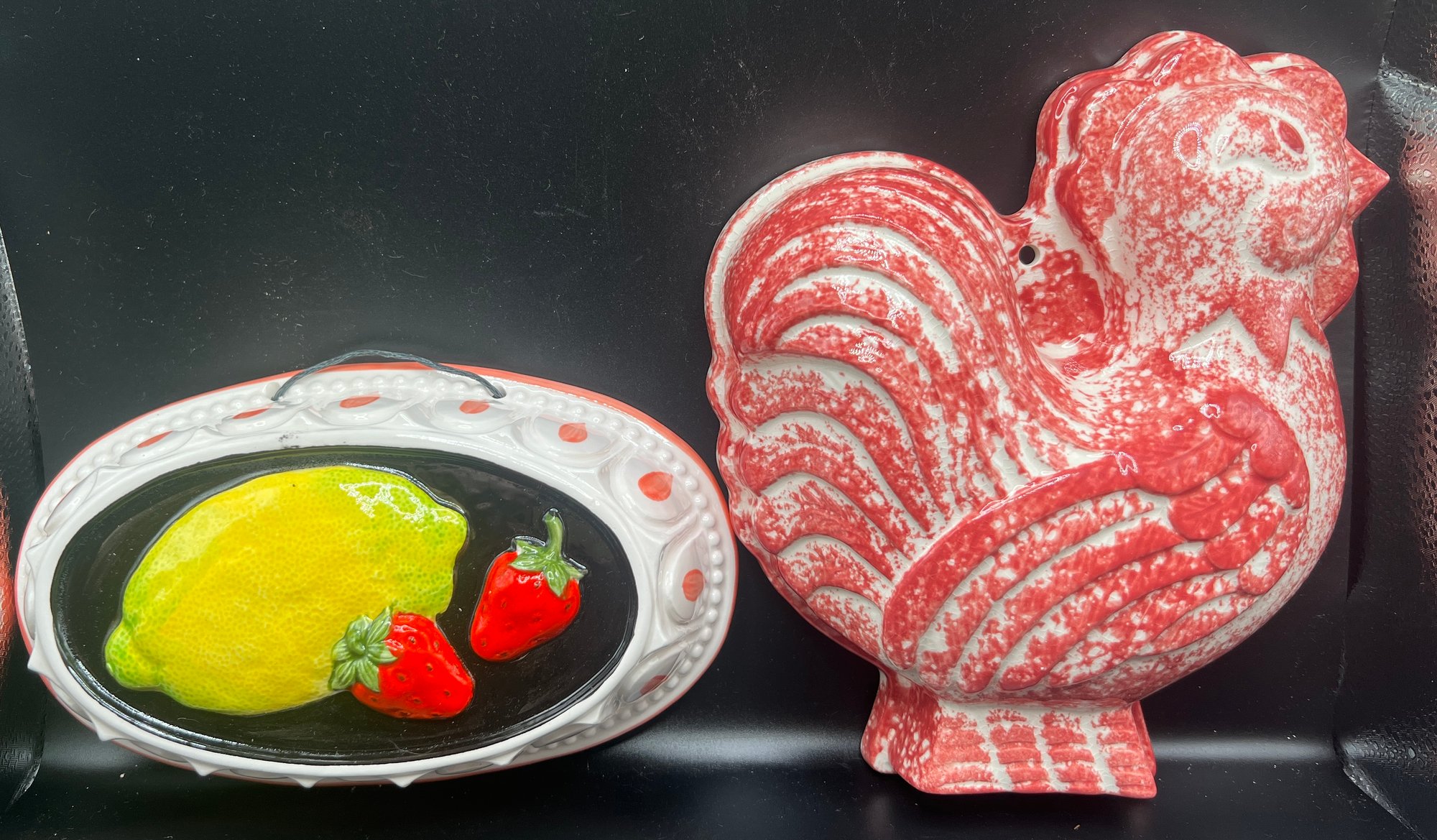Vintage Ceramic Rooster & Fruit Molds- 2 Pieces #115036 | Auctionninja.com