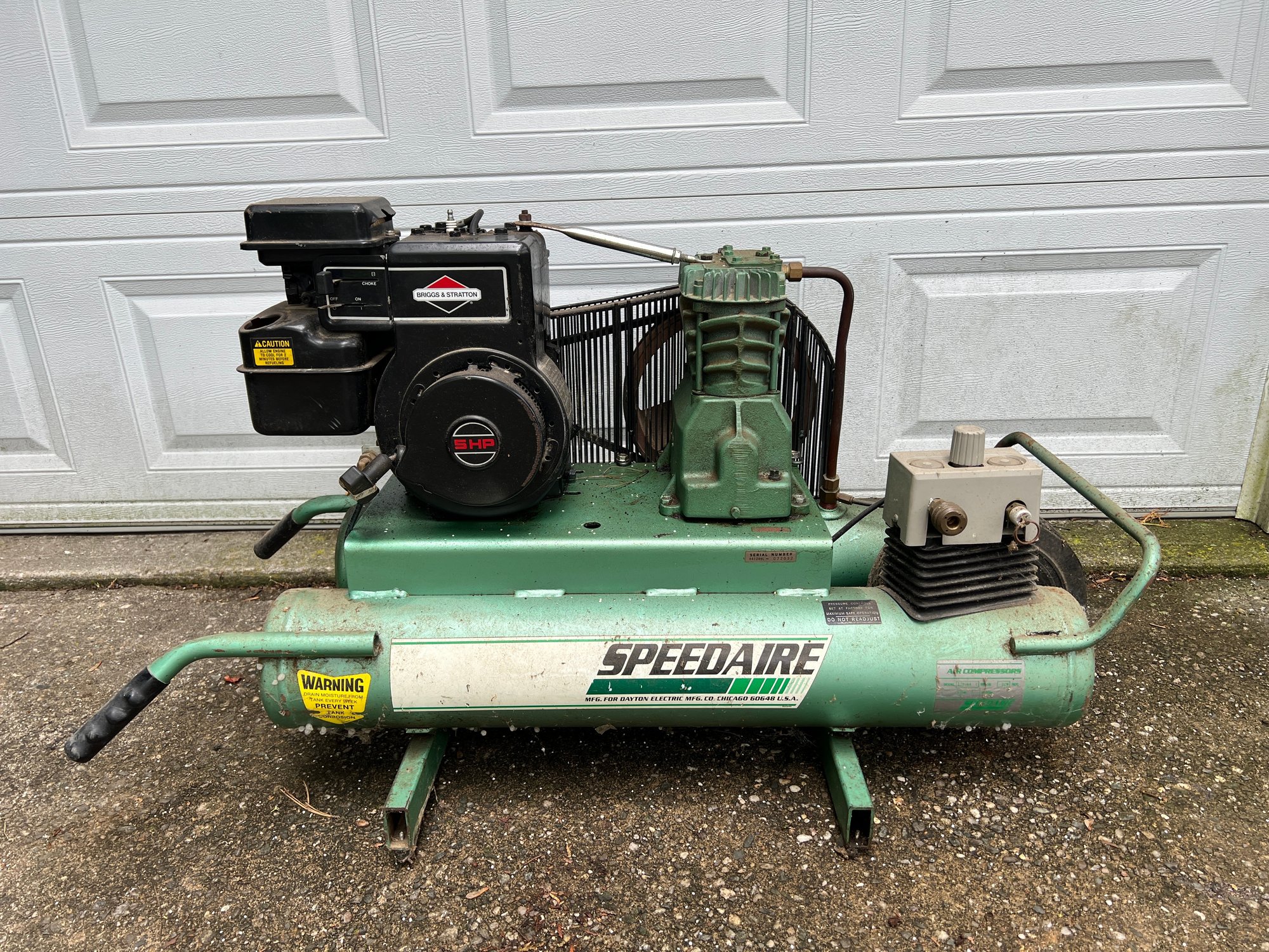 Speedaire 5HP Gas Air Compressor Model: 5ZO38A #135790 | Auctionninja.com
