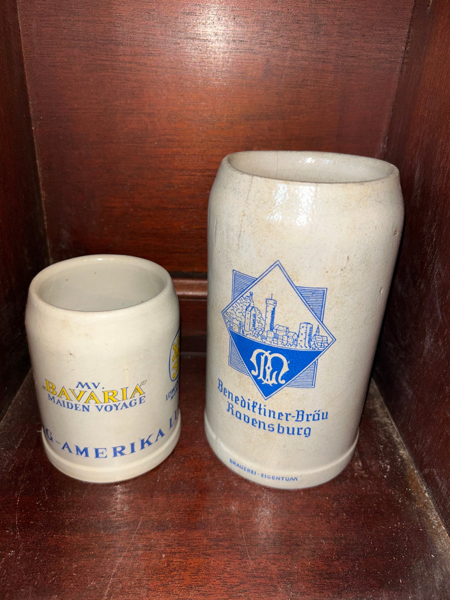 "MV. Bavaria Maiden Voyage" Beer Stien & "Benediktiner-Bru Ravensburg ...