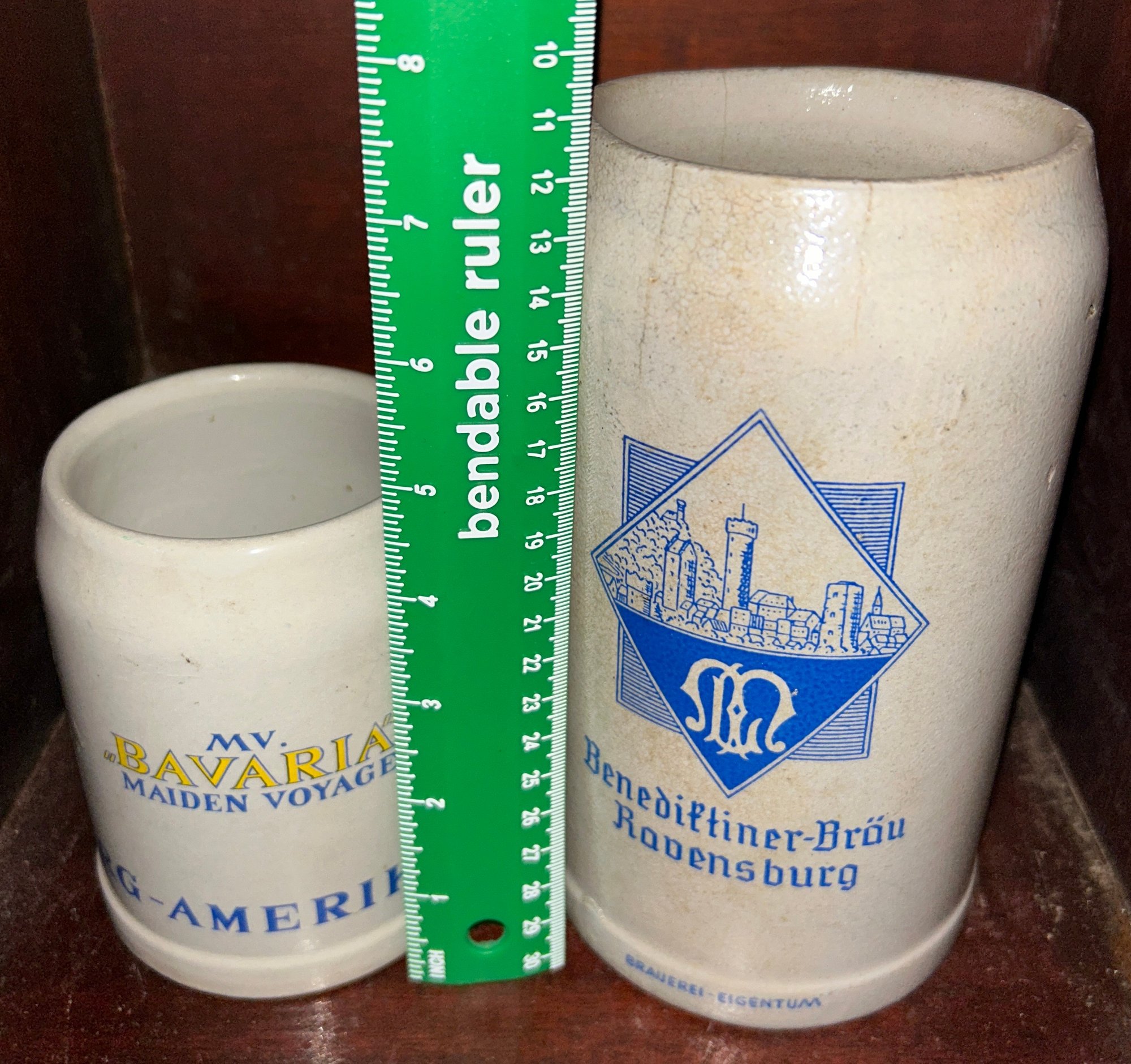 "MV. Bavaria Maiden Voyage" Beer Stien & "Benediktiner-Bru Ravensburg ...