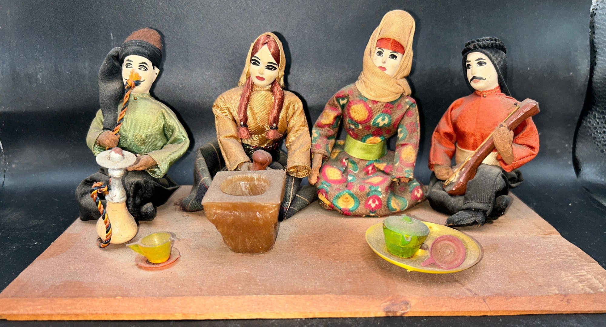 Primitive Folk Art Handmade Dolls On Wooden Base, Still Diorama #138139 ...