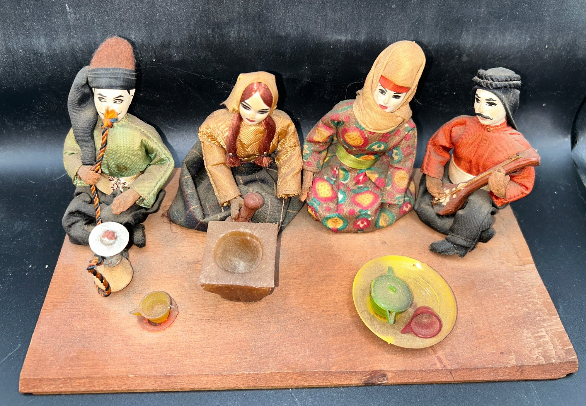 Primitive Folk Art Handmade Dolls On Wooden Base, Still Diorama #138139 ...