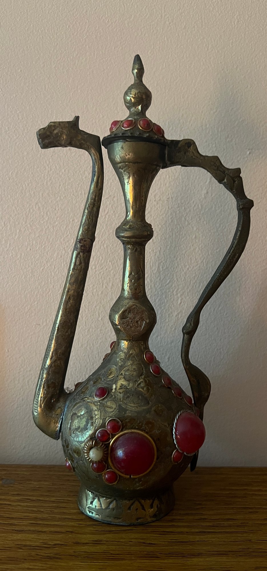 Indian Brass Lion Head Spout Stone Decorated Teapot #114419 ...