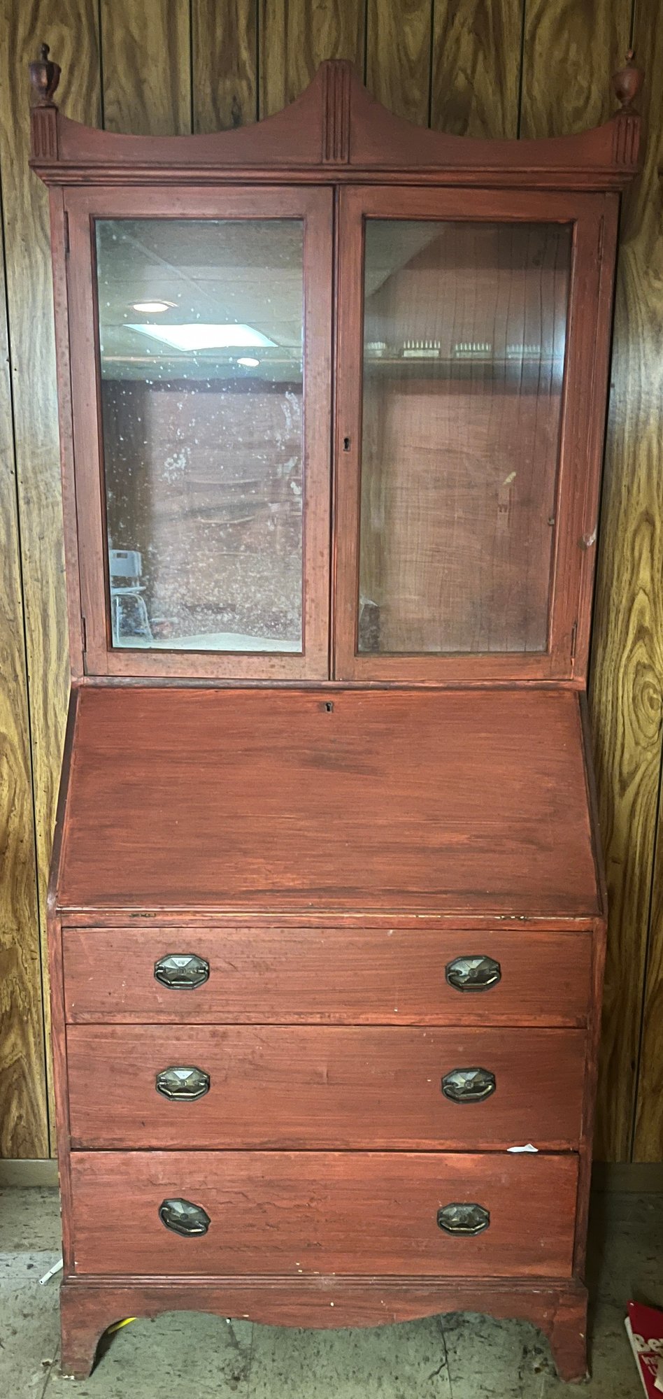 Antique Slant Front Secretary Desk With Hutch And 3 Drawer Chest ...