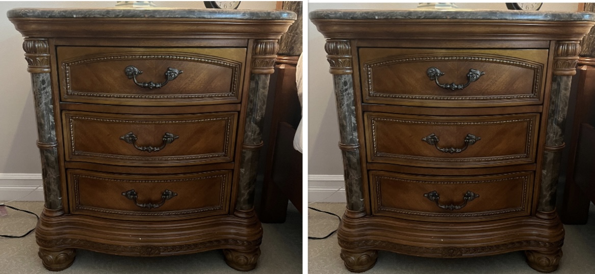 Stone Top Wood Night Stands With Stone Inlay Sides - Pair #113324 ...