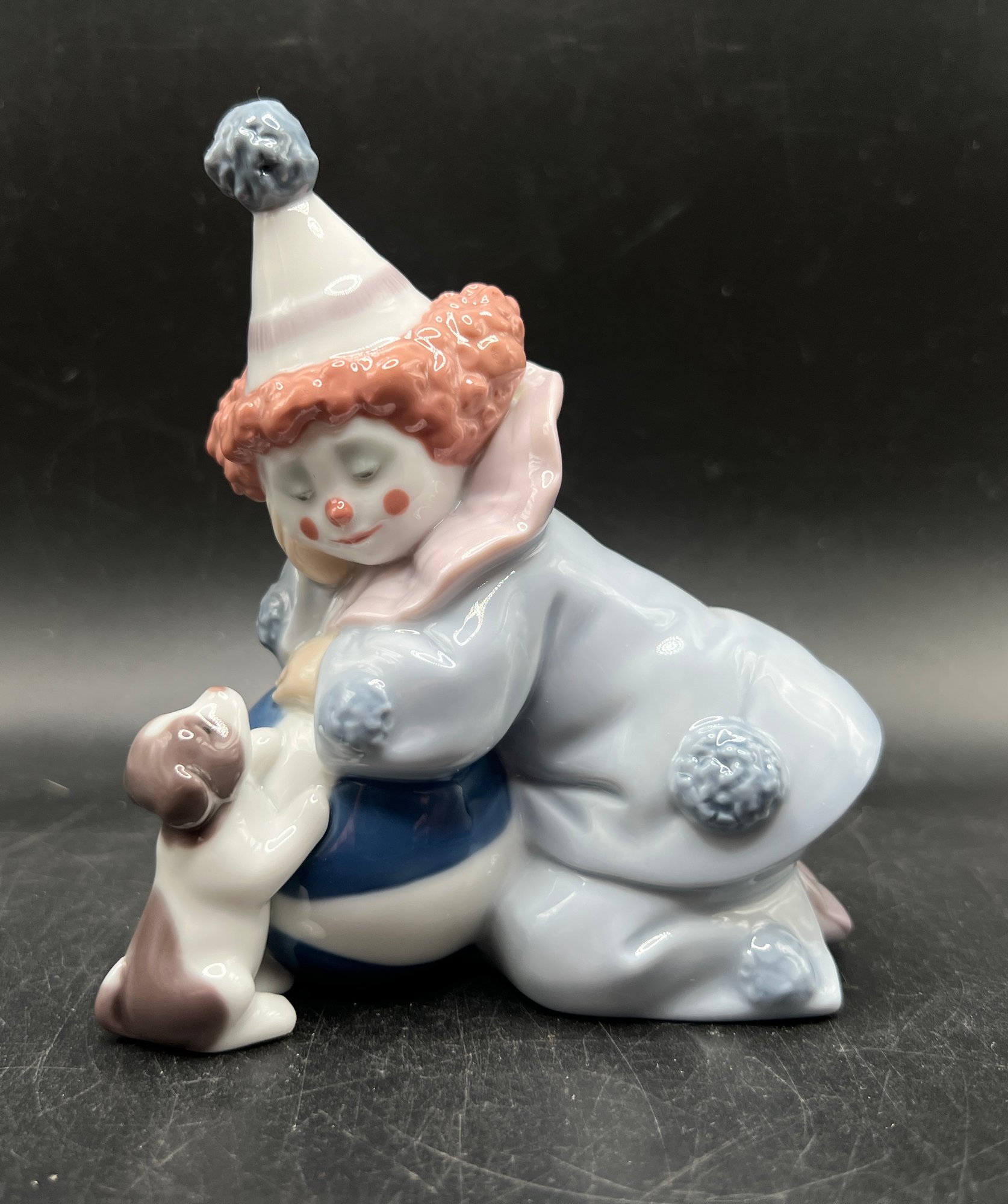 Lladro "Pierrot W/ Puppy & Ball" Kneeling Clown Dog Puppy Porcelain ...