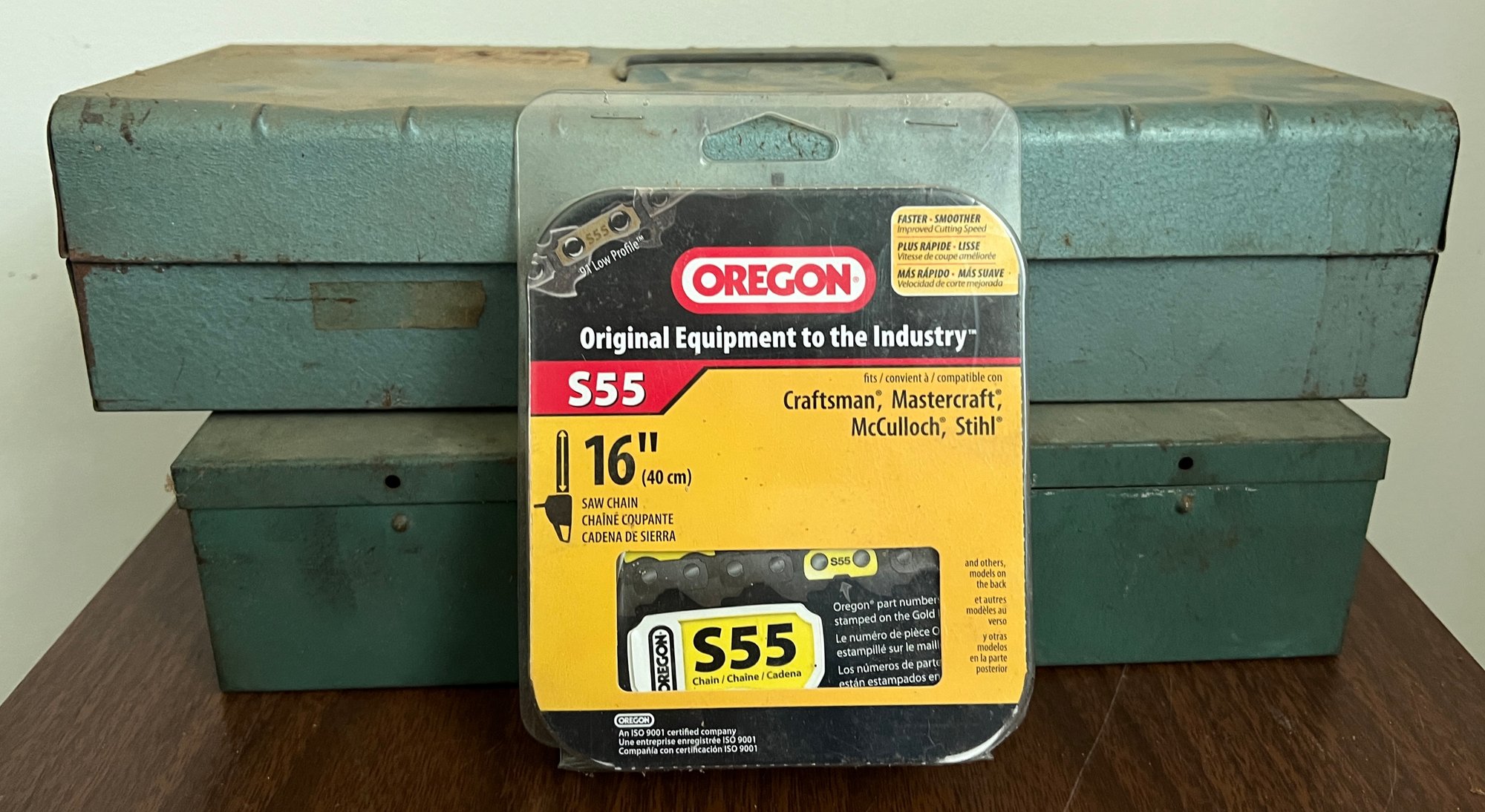 Oregon Advance Cut 16 Inch Chainsaw Chain & Vintage Metal Tool Boxes, 3 ...