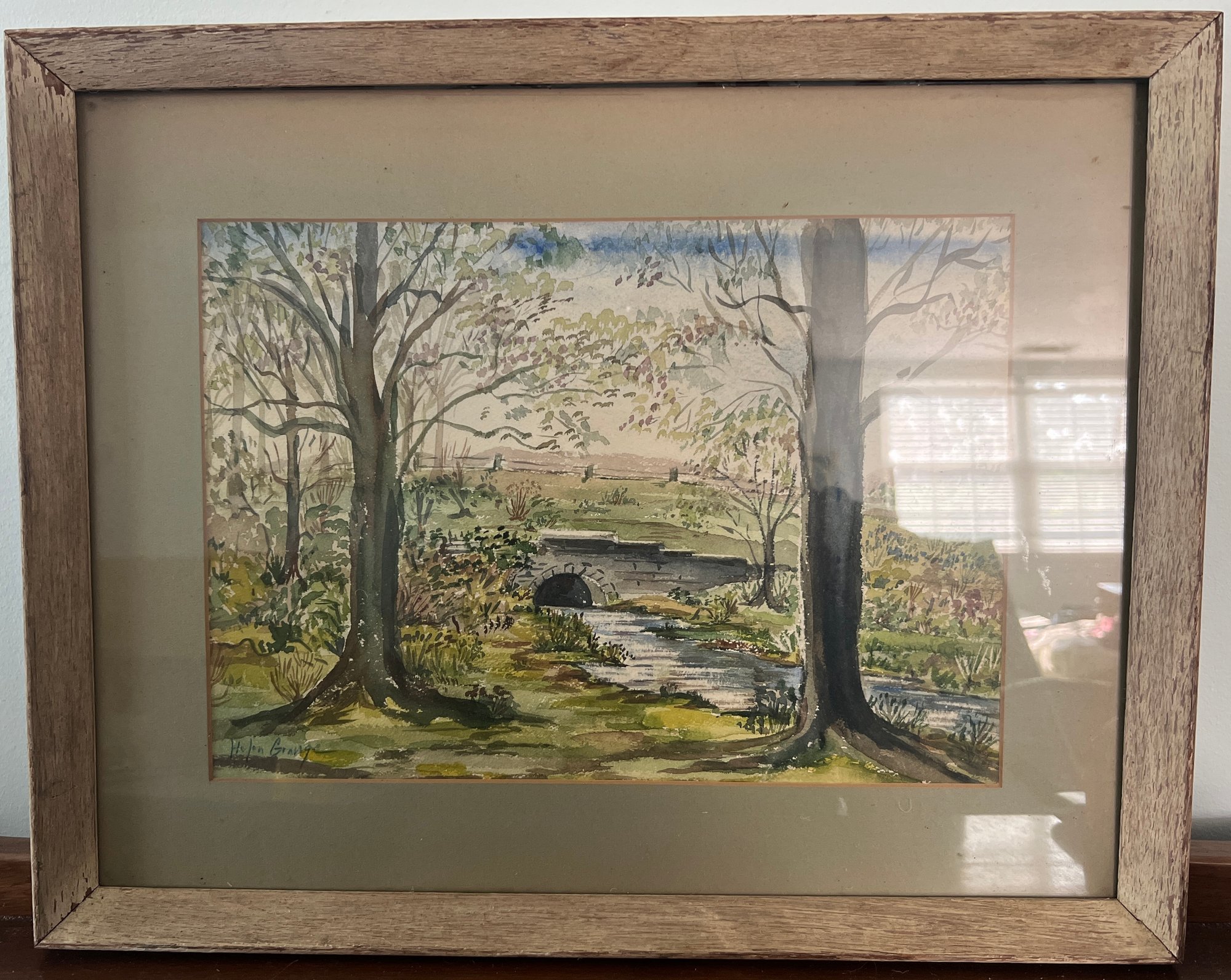 Helen Grange Signed Bridge Watercolor Framed Painting #110045 ...