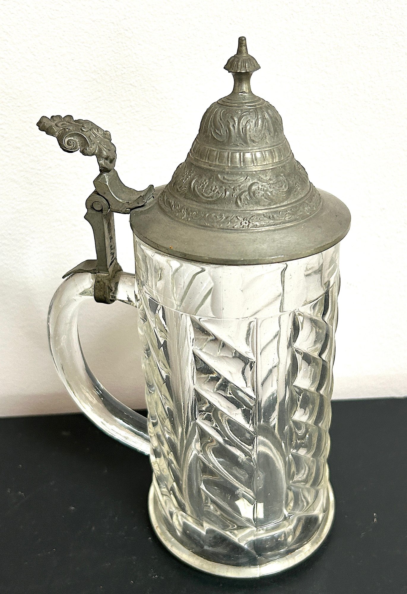 Molded Crystal Stein With Pewter Lid, Germany C.1930s #138641 ...