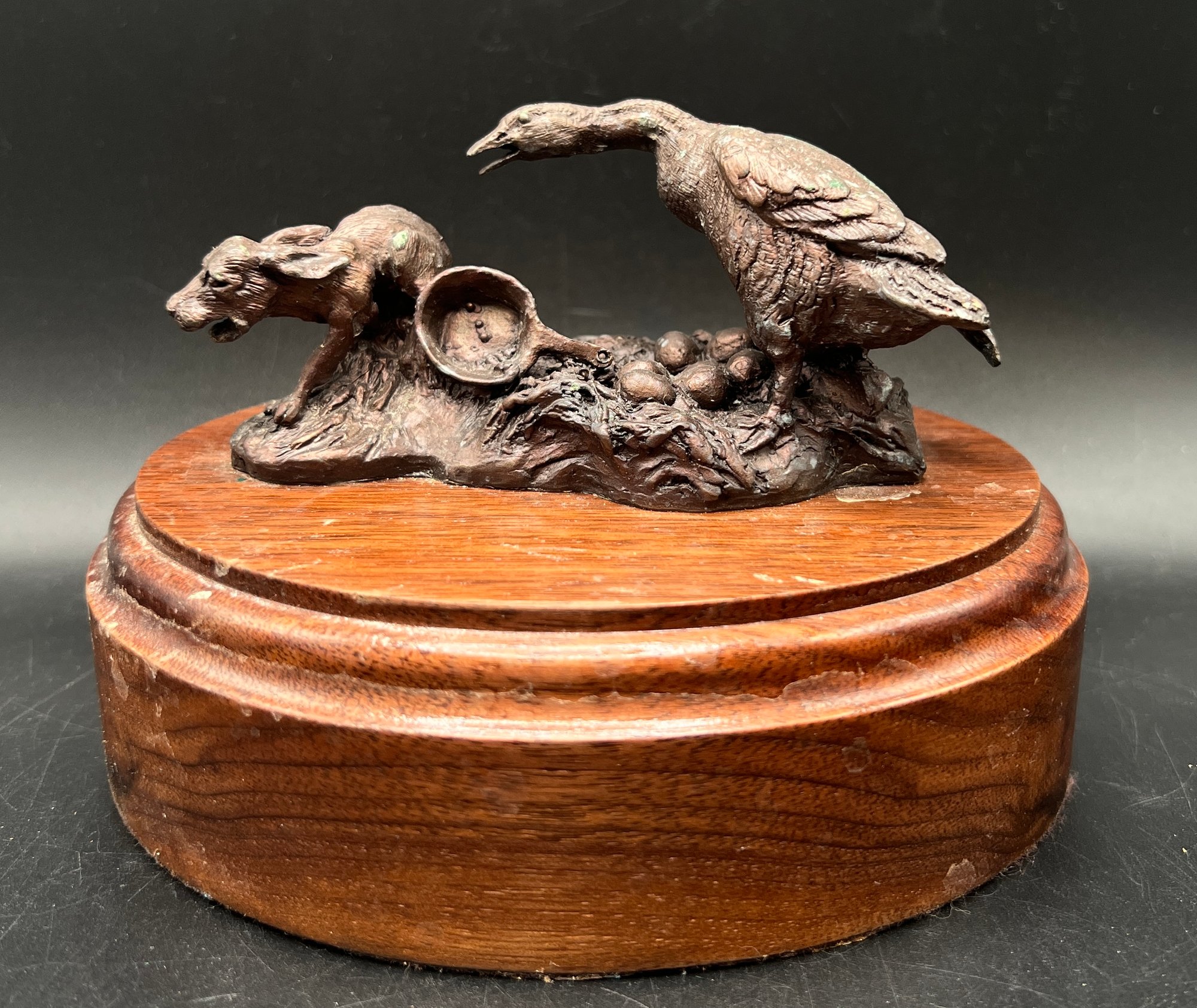 Lowell Davis Schaefer Bronze Casted "hightailing It" On Wood Base ...