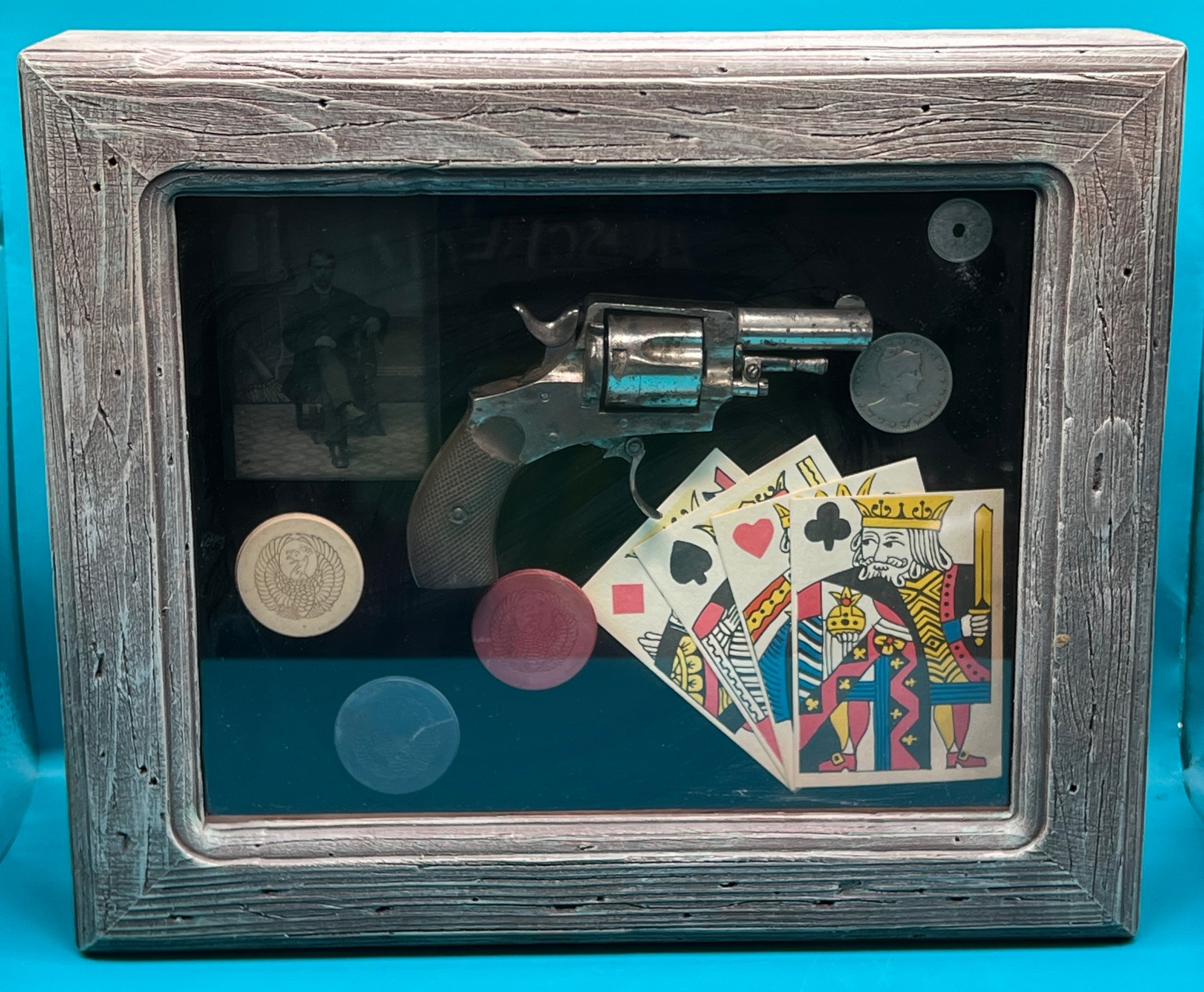 1890s Belgium .32 Cal Smith & Weston Replica The Gambler Shadow Box ...