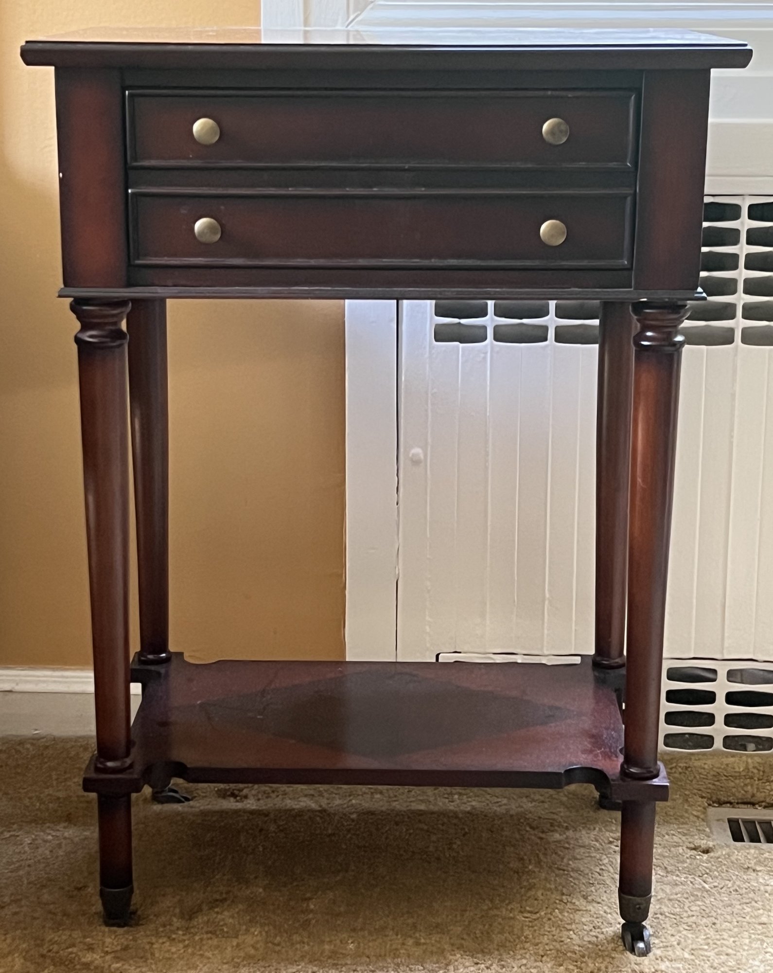 Mahogany Wood Telephone Table With Castor Wheels #84197 | Auctionninja.com