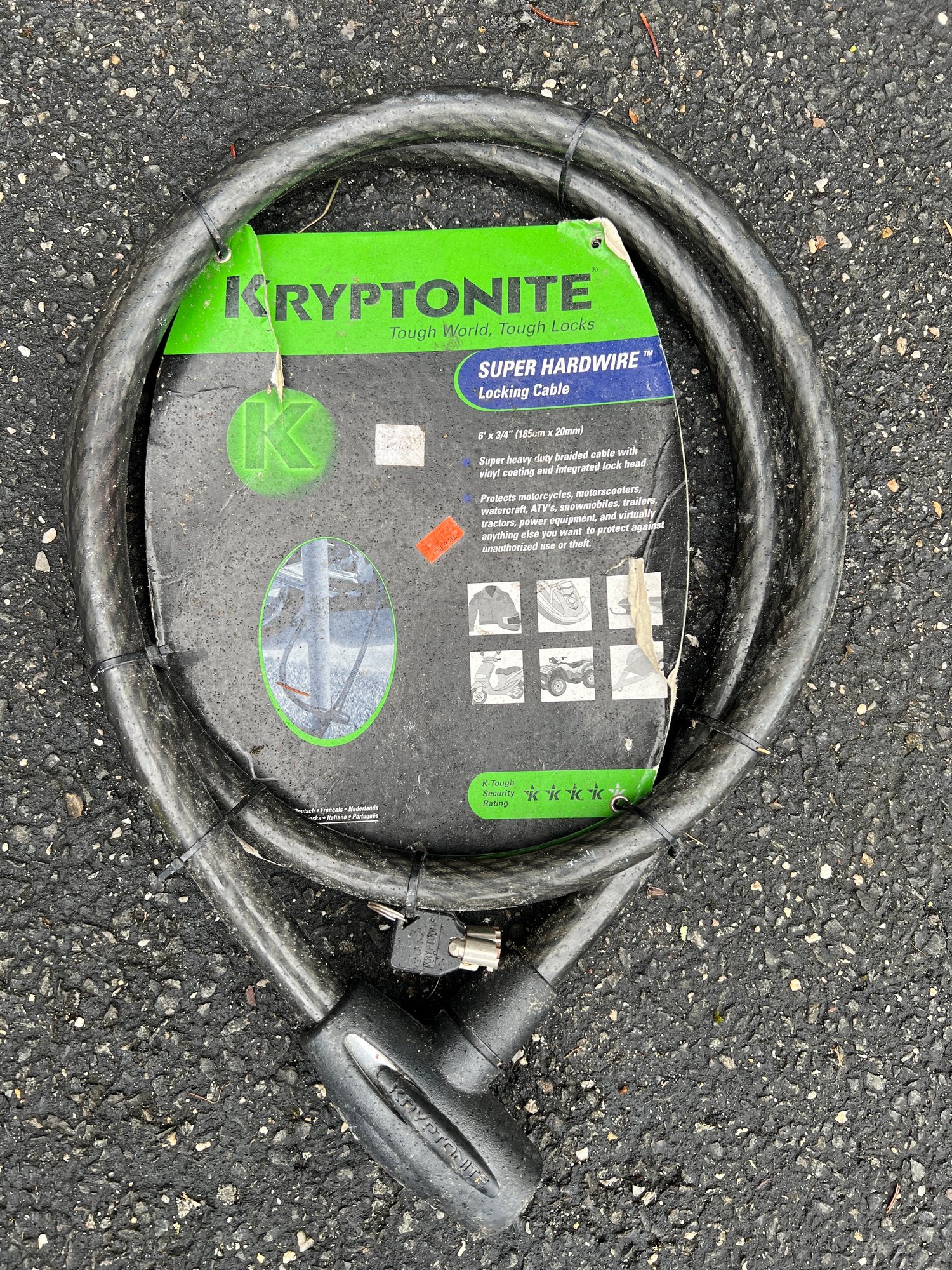 Kryptonite Bike Lock Cable 6FT X 3/4 With Keys - New #110567 ...