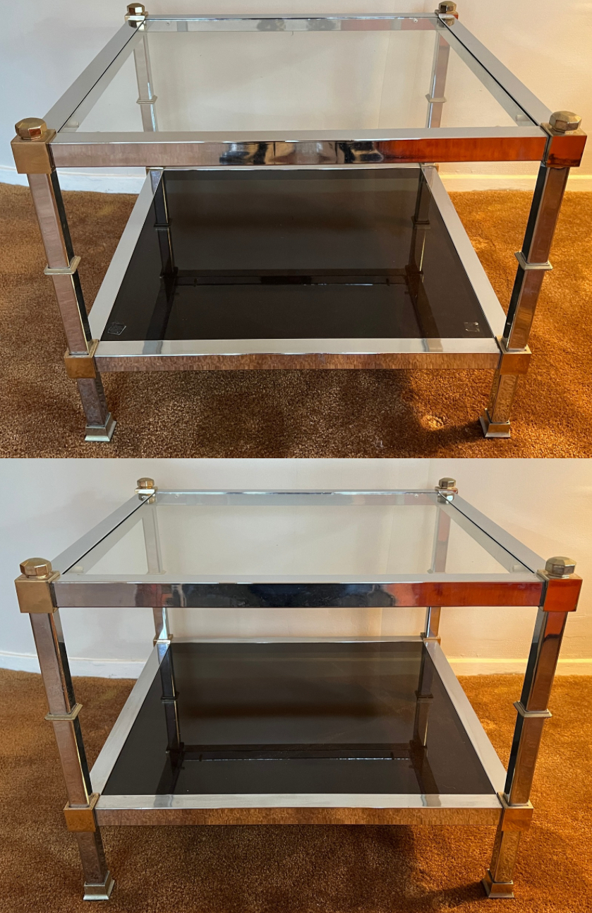 MCM Hollywood Regency Style Chromatic Glass End Tables - 2 Pieces ...