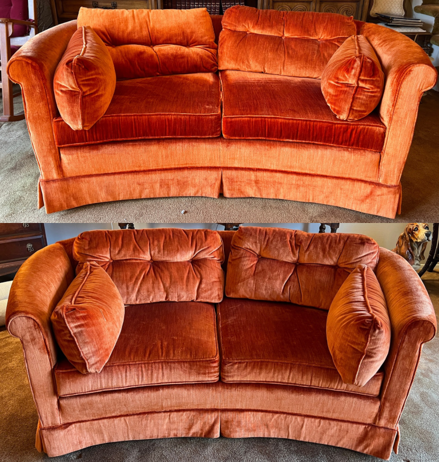 Mid Century Burnt Orange Velvet Love Seats - 2 PCS #127166 ...