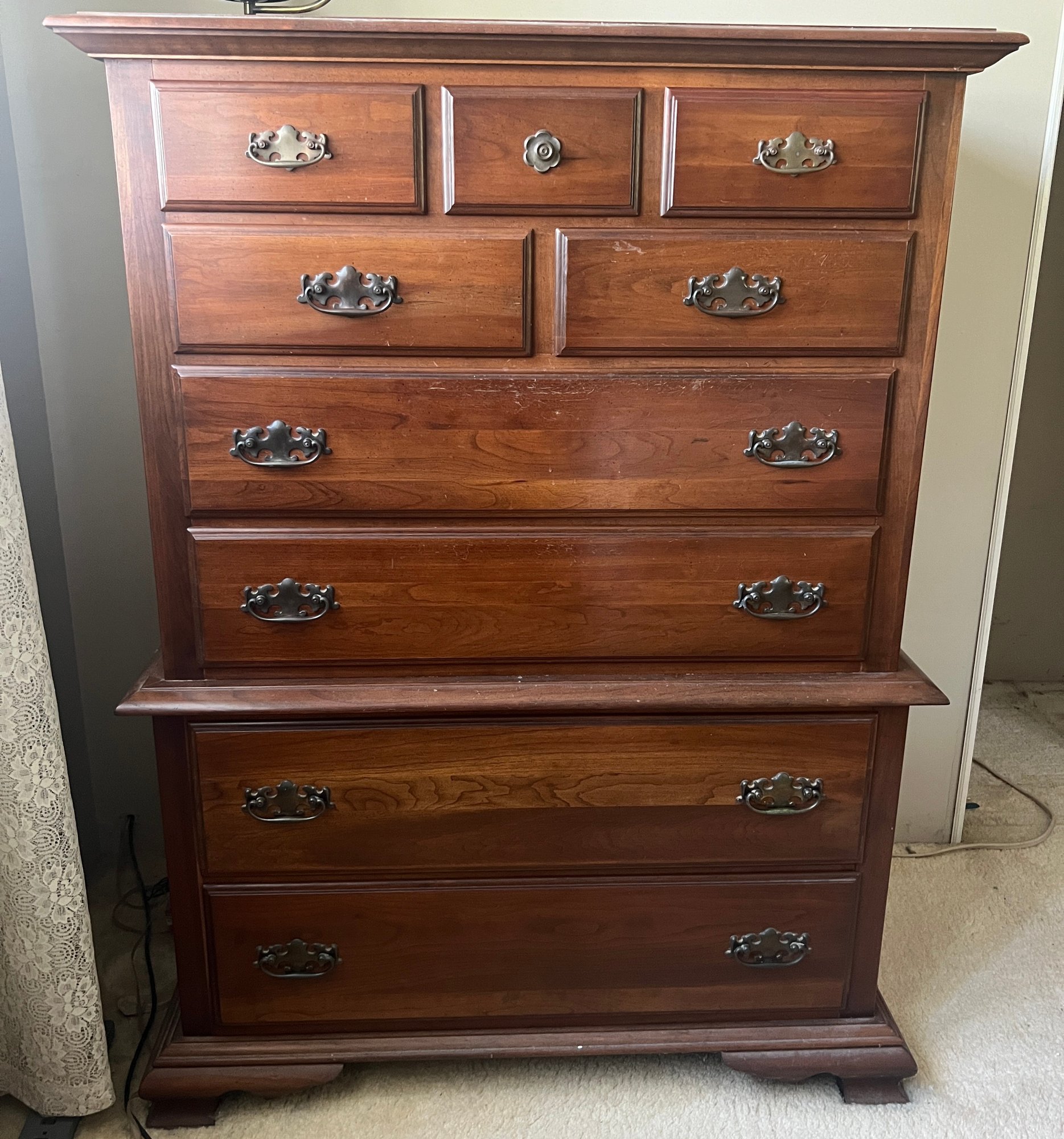 Oak Stained Early American Colonial Chest On Chest #133247 ...