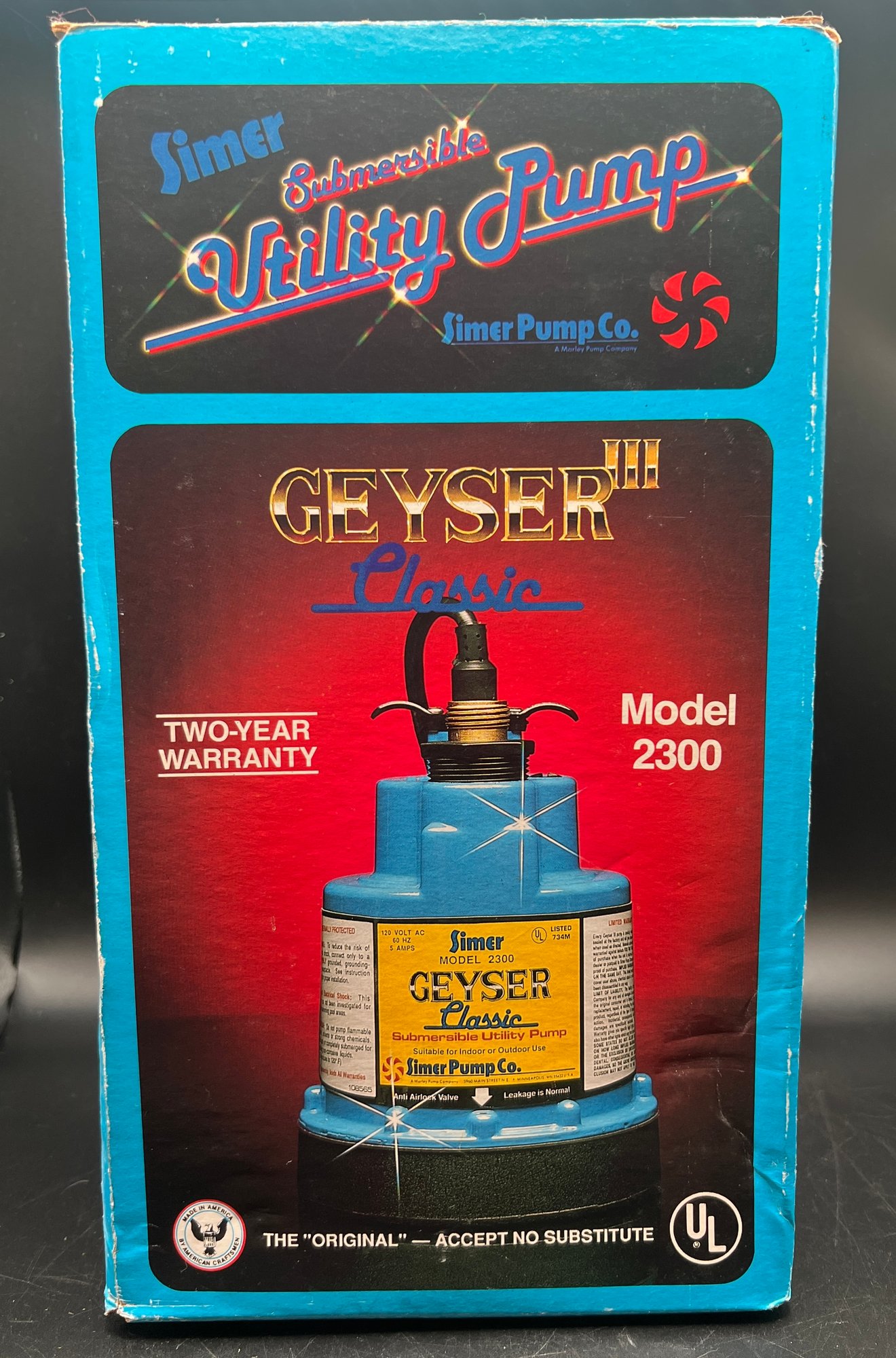 Simer Pump Co. Geyser III Model 2300 Submersible Pump #122274 ...