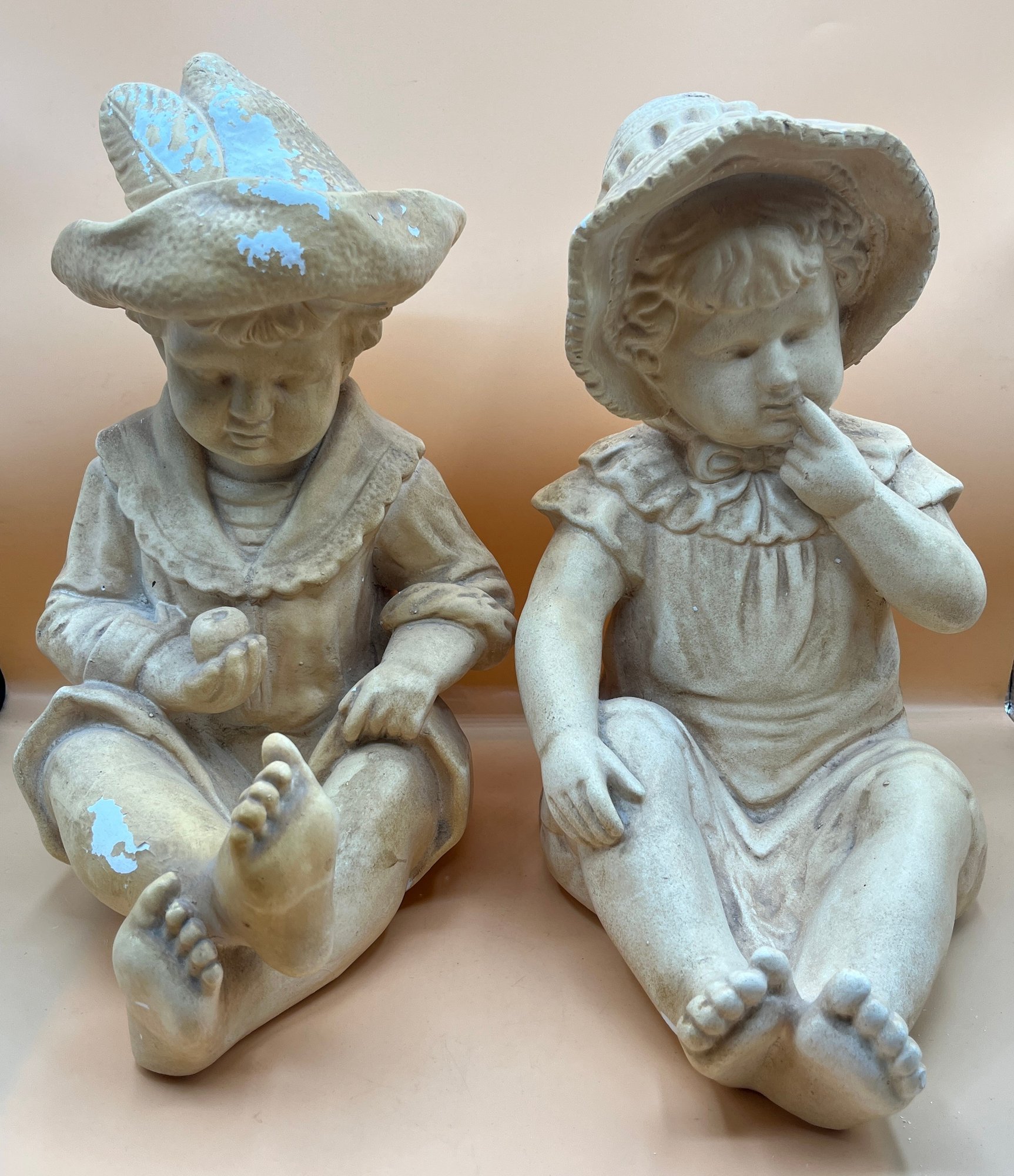 Decorative Plaster Victorian Baby Statues - 2 Total #136197 ...