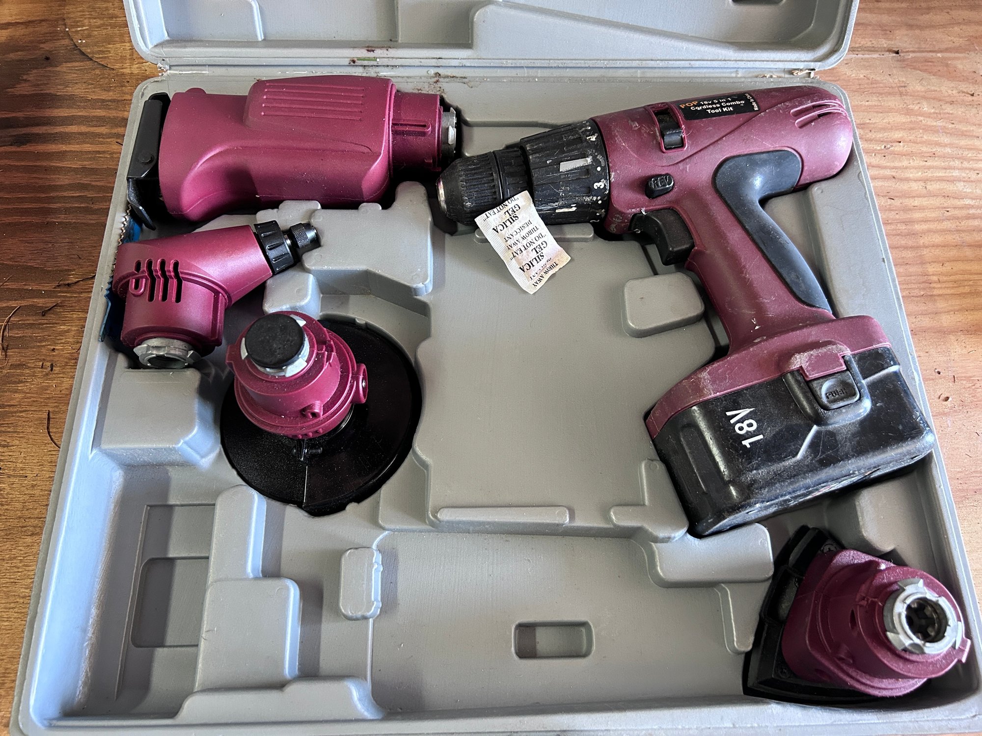 Pop 18v 5 In 1 Cordless Combo Tool Kit Drill, Saw, Sander, Chisel ...