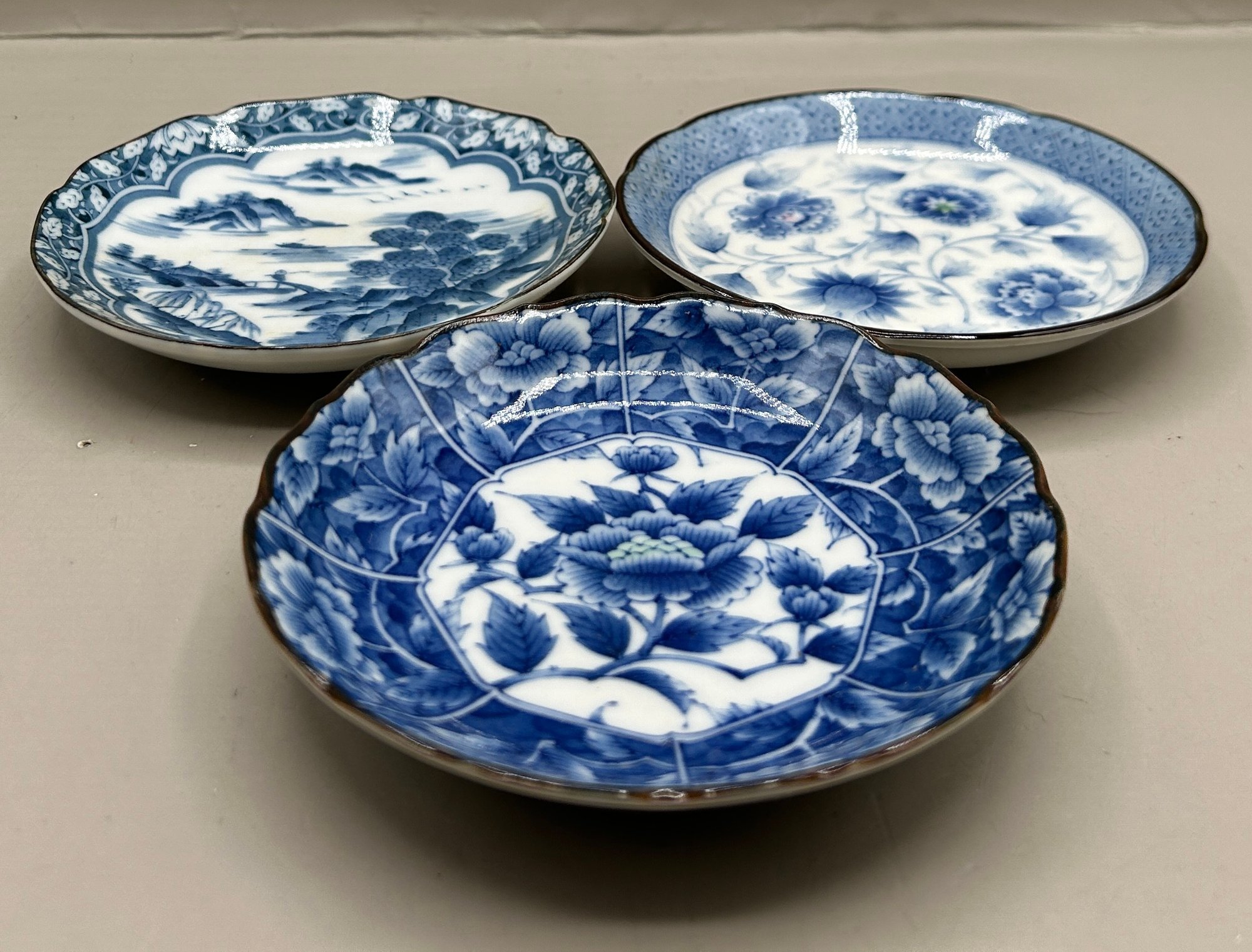 Takahashi San Francisco Japan Imari Blue Willow Dishes, 3 Pieces ...