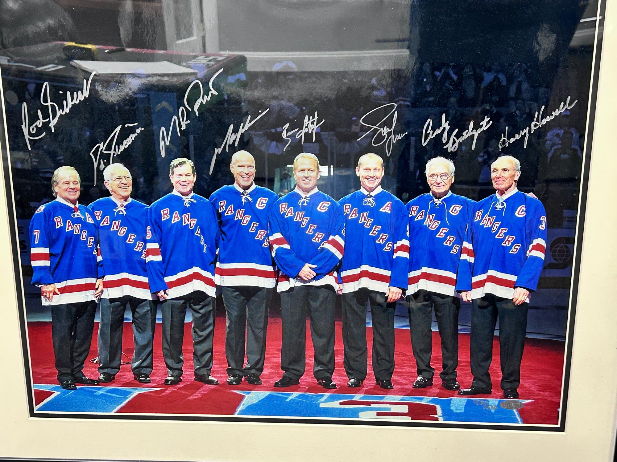 Autographed Photo Of NY Rangers Legends Gilbert, Ratelle, Richter ...