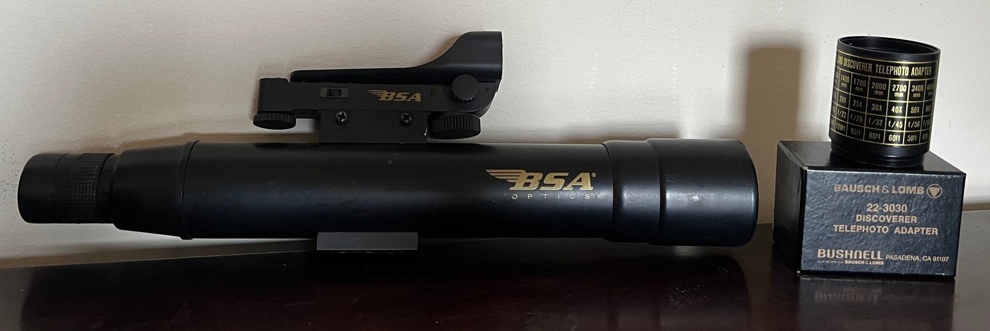 BSA Spotting Scope & Bausch & Lomb 22-3030 Discoverer Telephoto Adapter ...