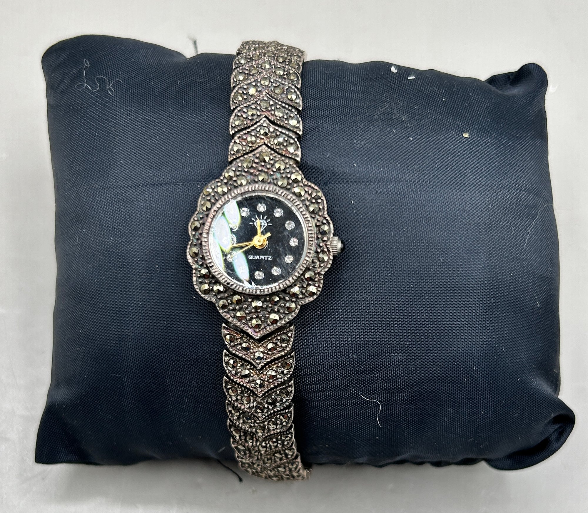 925 Sterling Silver Marcasite Womens Watch With Stainless Steel Back, 1 ...