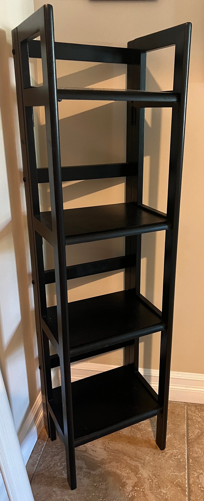Black 4 Shelf Wood Storage Tower #113209 | Auctionninja.com