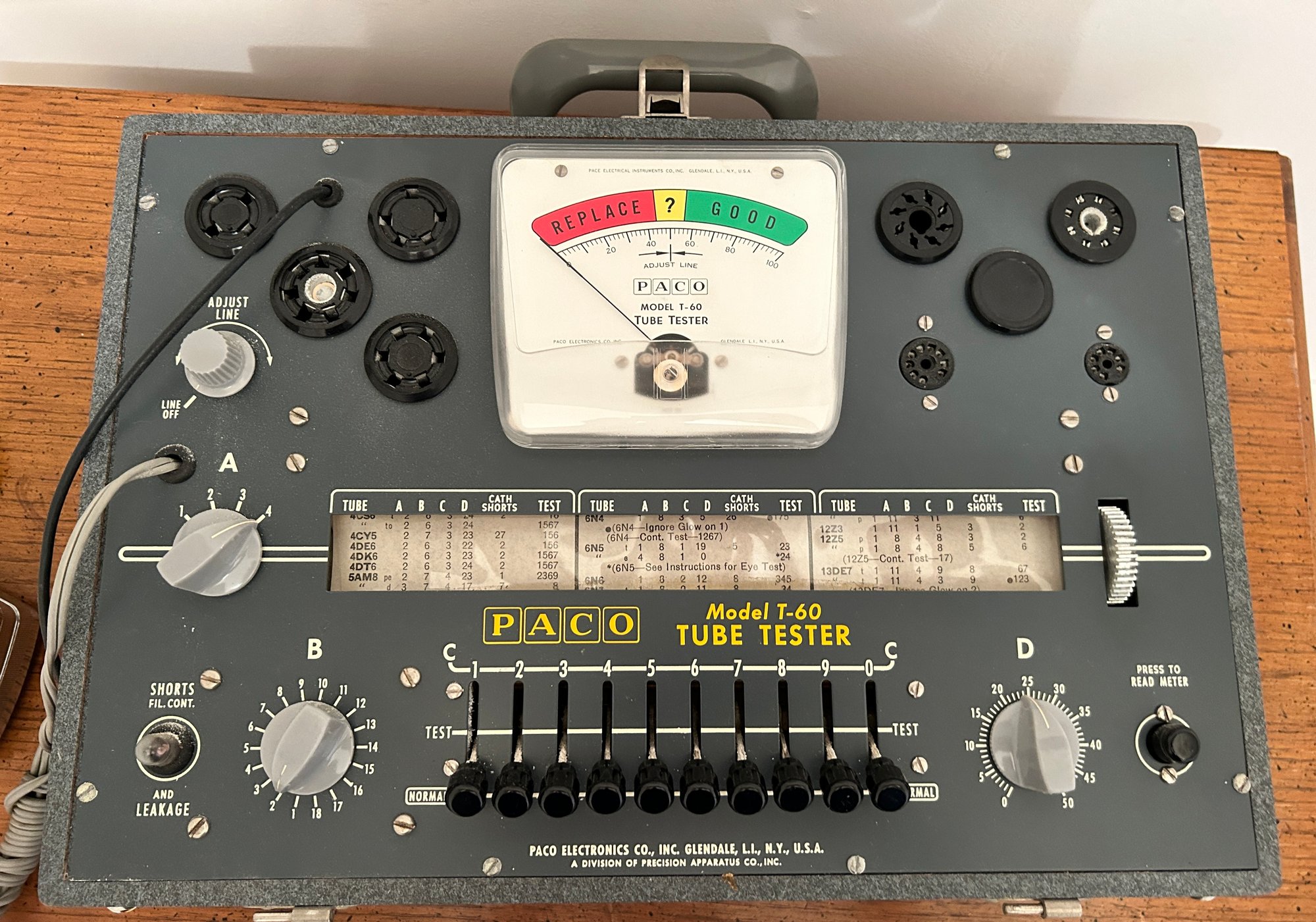 Paco Model T-60 Tube Tester With Manual #120075 | Auctionninja.com