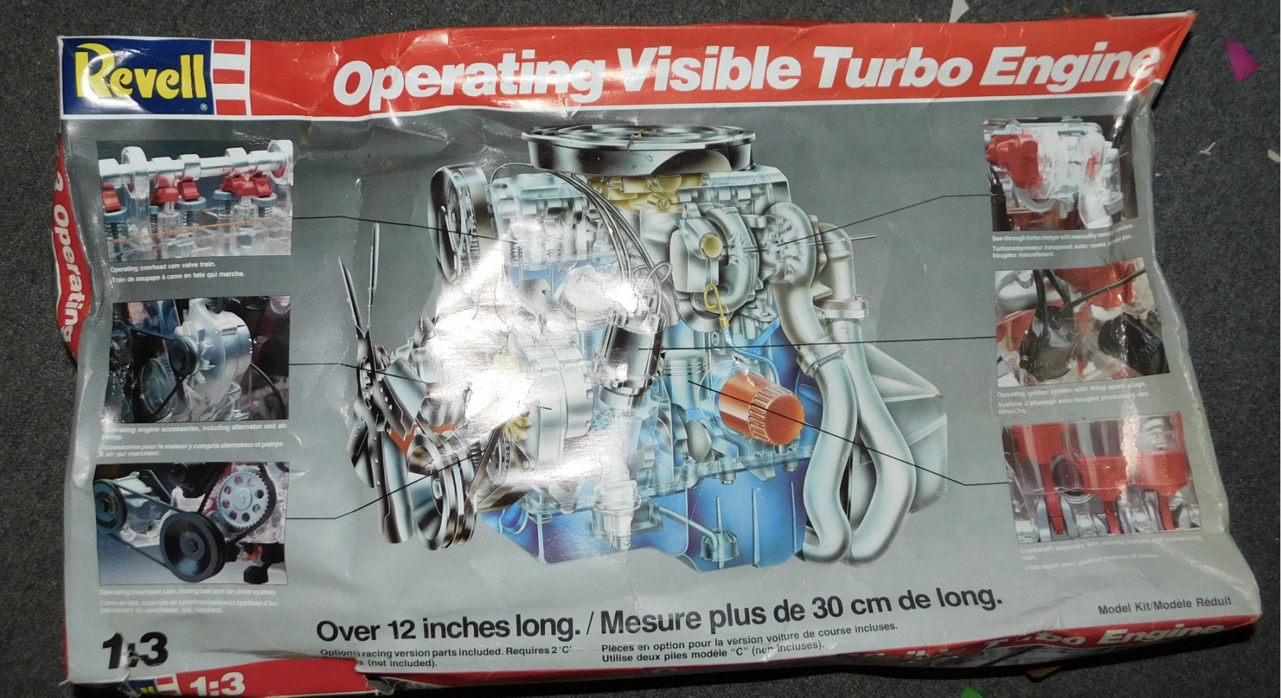 Vintage Revell Operating Visible Turbo Engine Over 12" Long Model Kit 1 ...