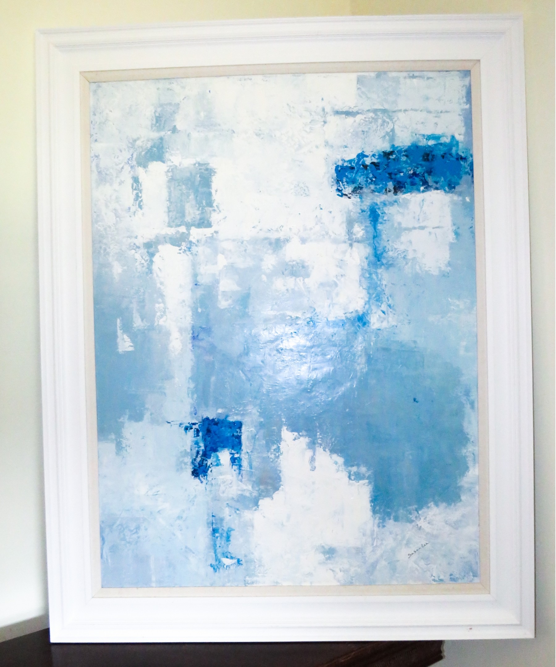 Large Oil On Canvas - Signed By Susan Lee - White Frame - L56.5" X H45 ...