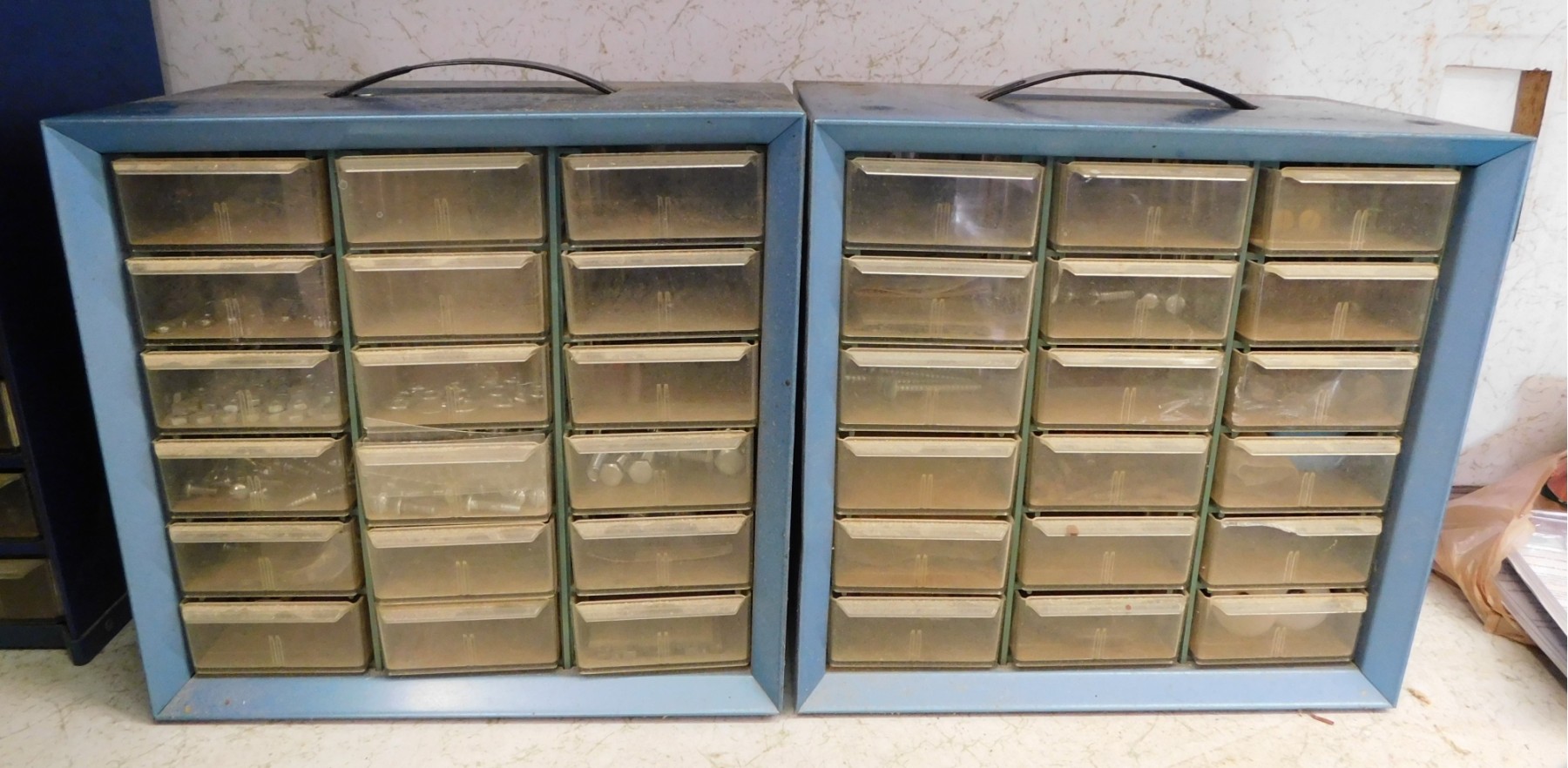 Blue Metal Hardware Storage Boxes - Pair Of 2 #41048 | Auctionninja.com