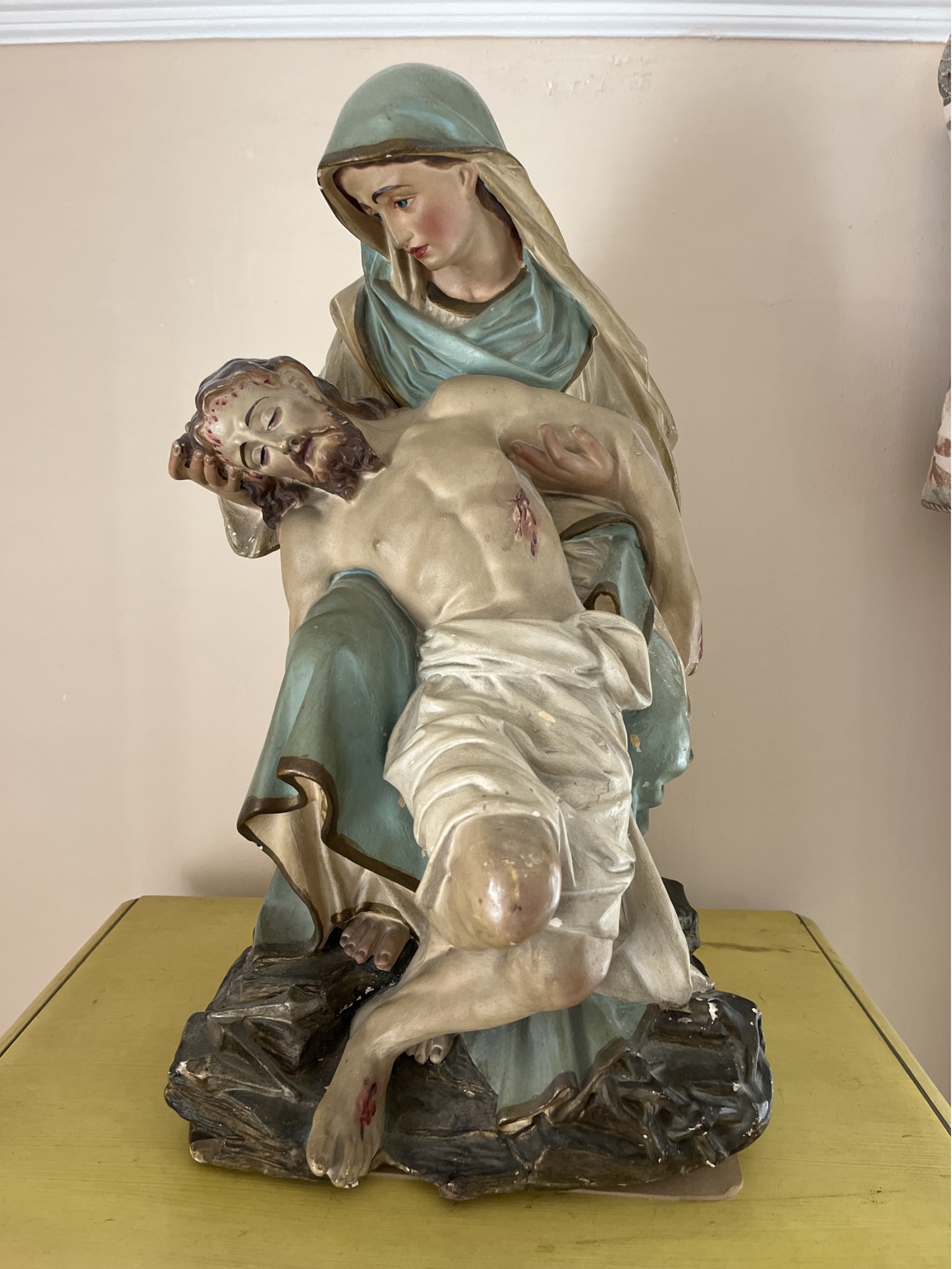 Handcrafted Pieta Sculpture - Hand Painted Plaster #64756 ...