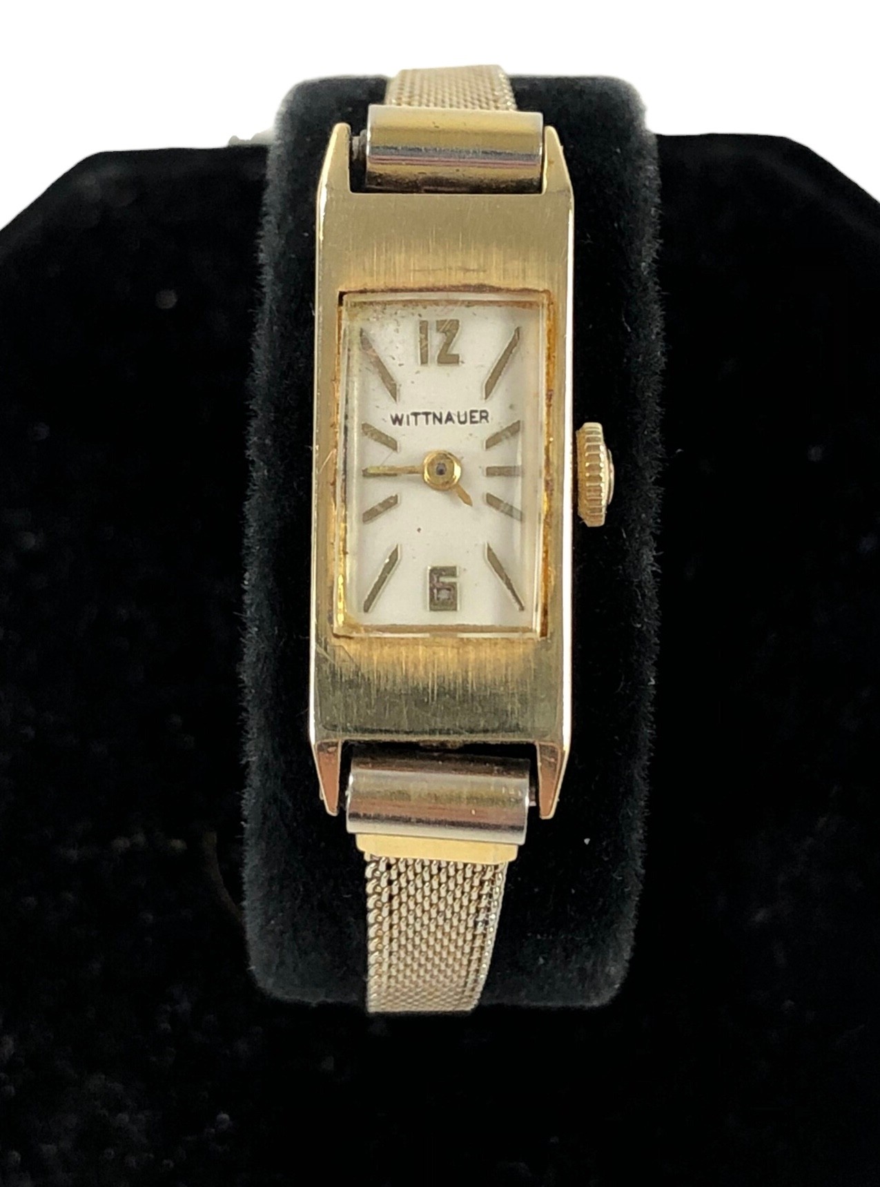 Vintage Wittnauer 14K Gold Ladies Wrist Watch With Stainless Steel Band ...