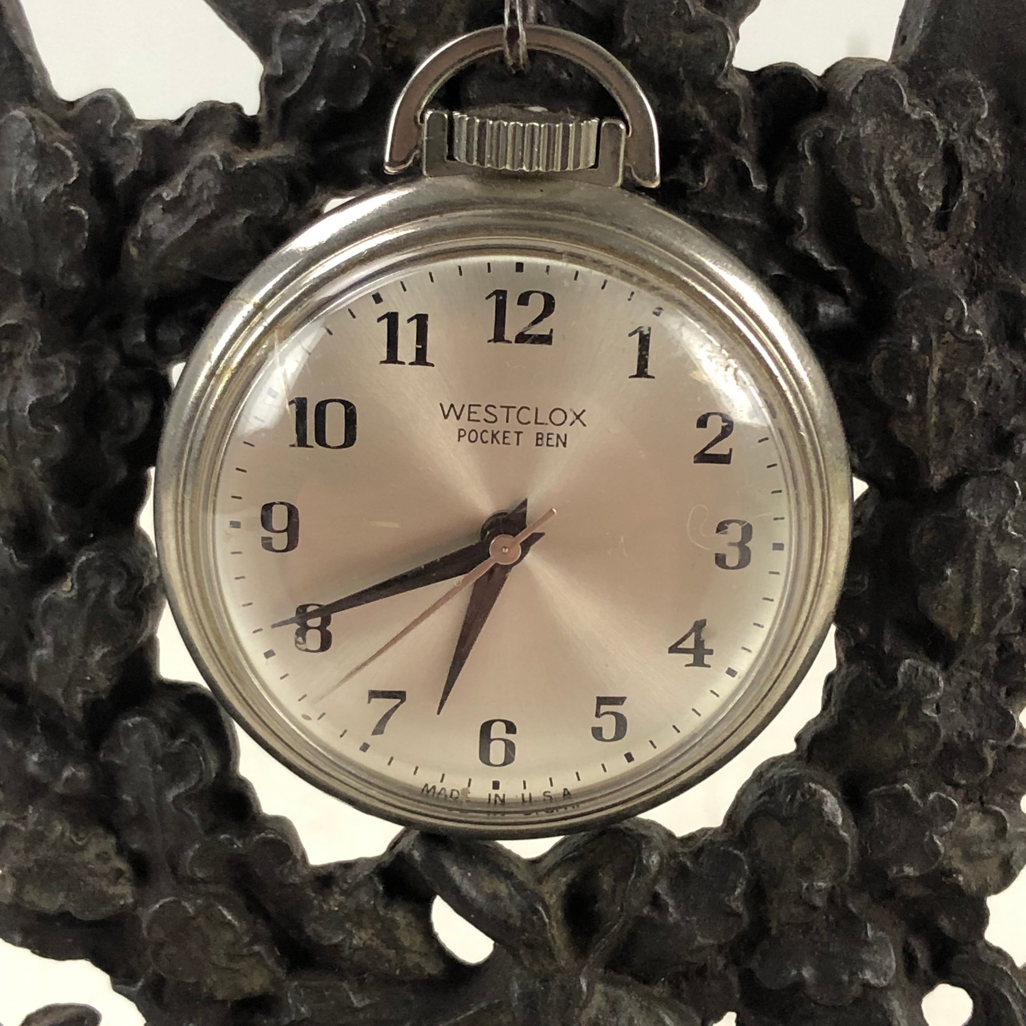 Westclox Pocket Ben Pocket Watch With Cast Iron Hunting Dog Pocket ...