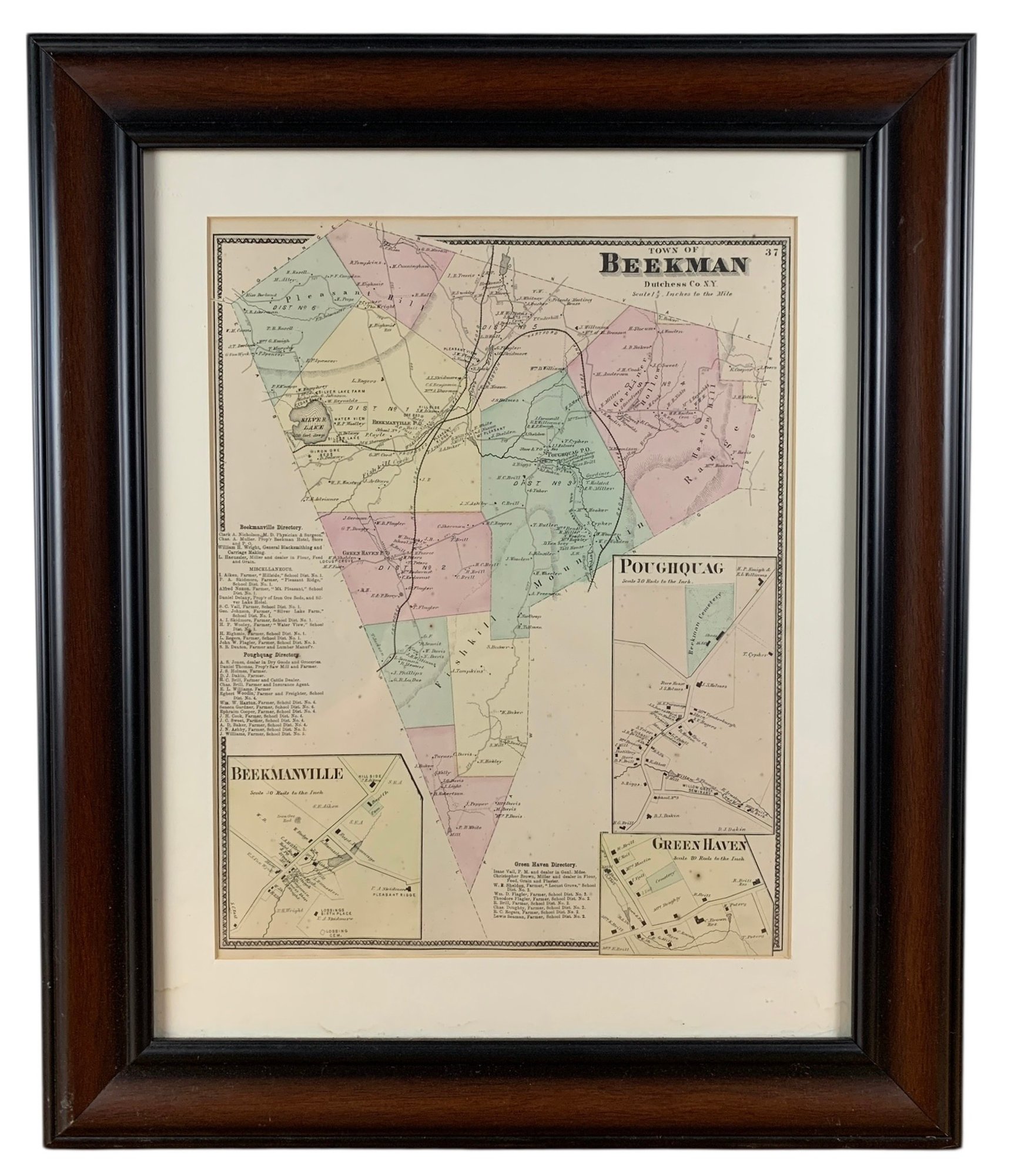 Town Of Beekman Dutchess County NY Framed Lithographic Map - #A10 ...
